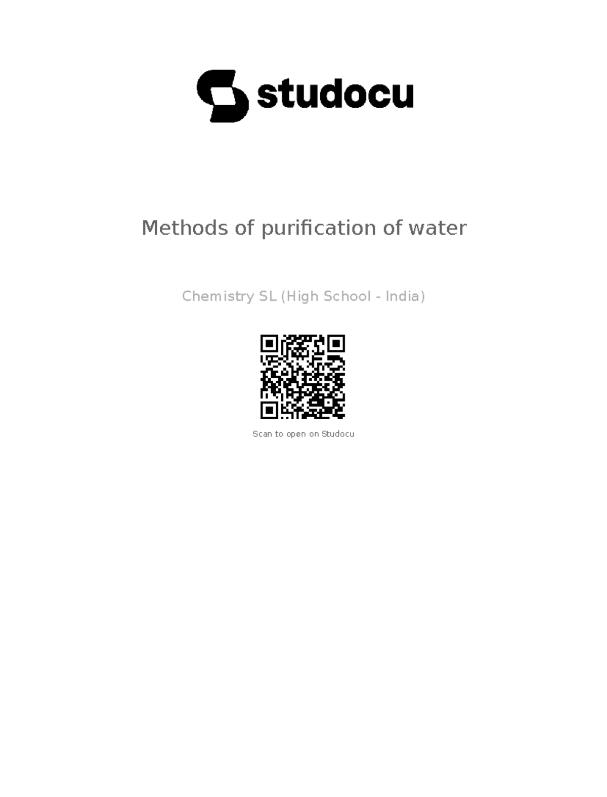 Methods of Purification of Water: Chemistry SL Investigatory Project ...
