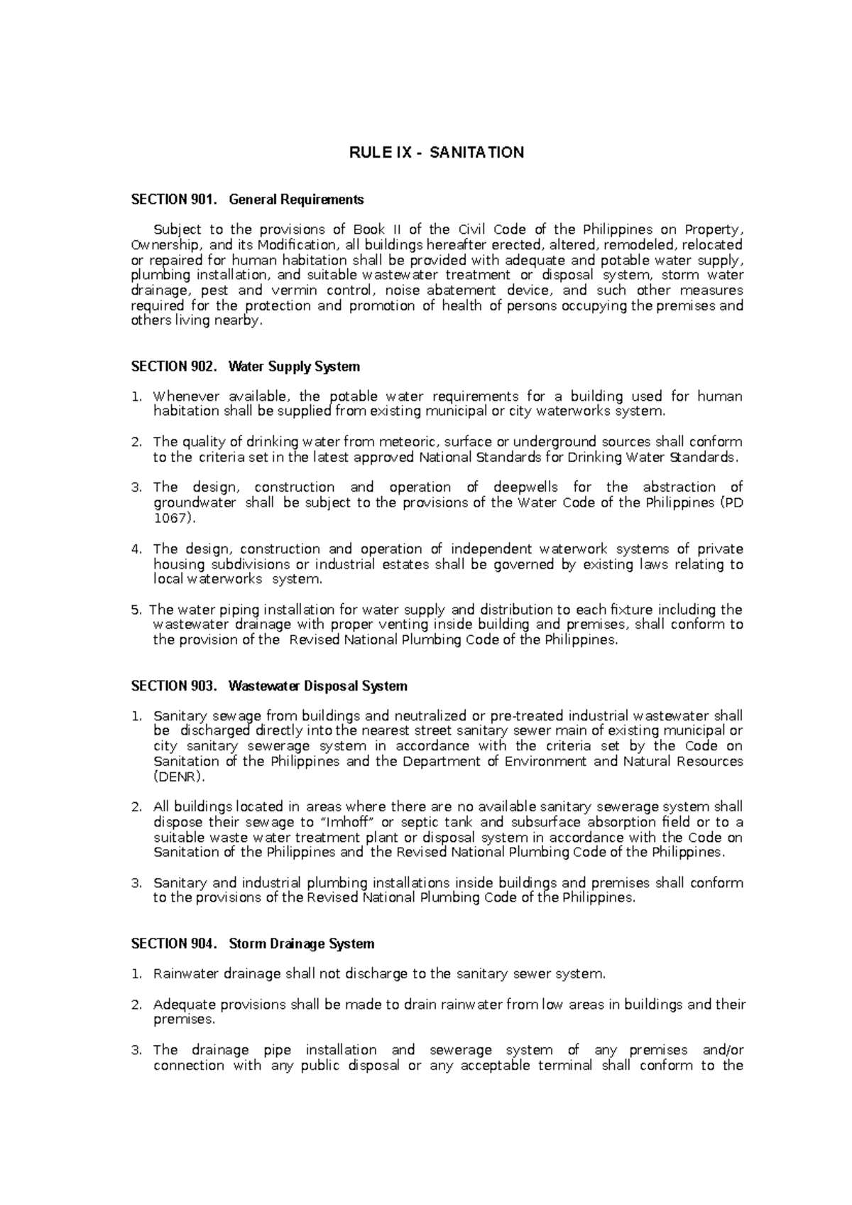 Philippines 02 IRR of NBC: Sanitation & Building Projections Guidelines ...