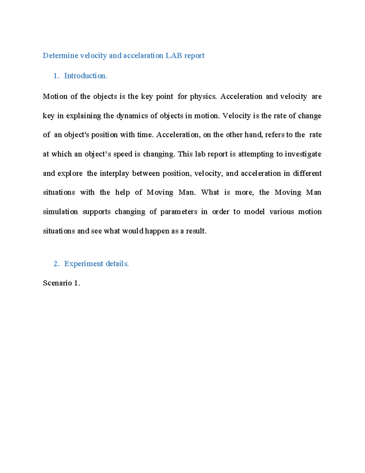 LAB Report: Velocity and Acceleration Analysis (Physics 101) - Studocu
