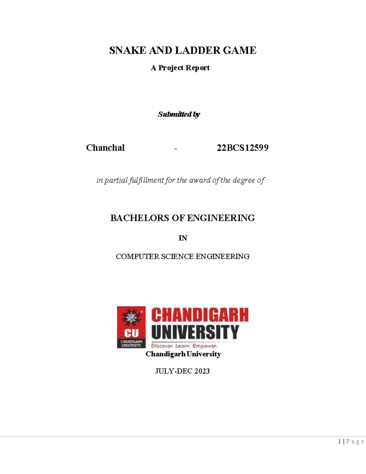 DSA Mini Project: Snake and Ladder Game Development Report - Studocu