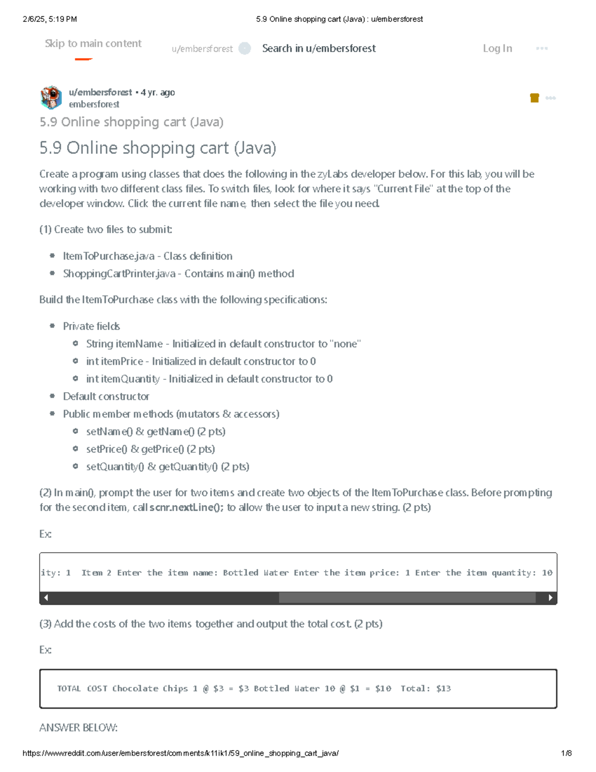 5.9 Java Online Shopping Cart Implementation Instructions - Studocu