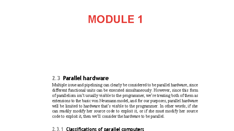 BCS702 Module 1: Parallel Hardware and Multithreading Concepts - Studocu