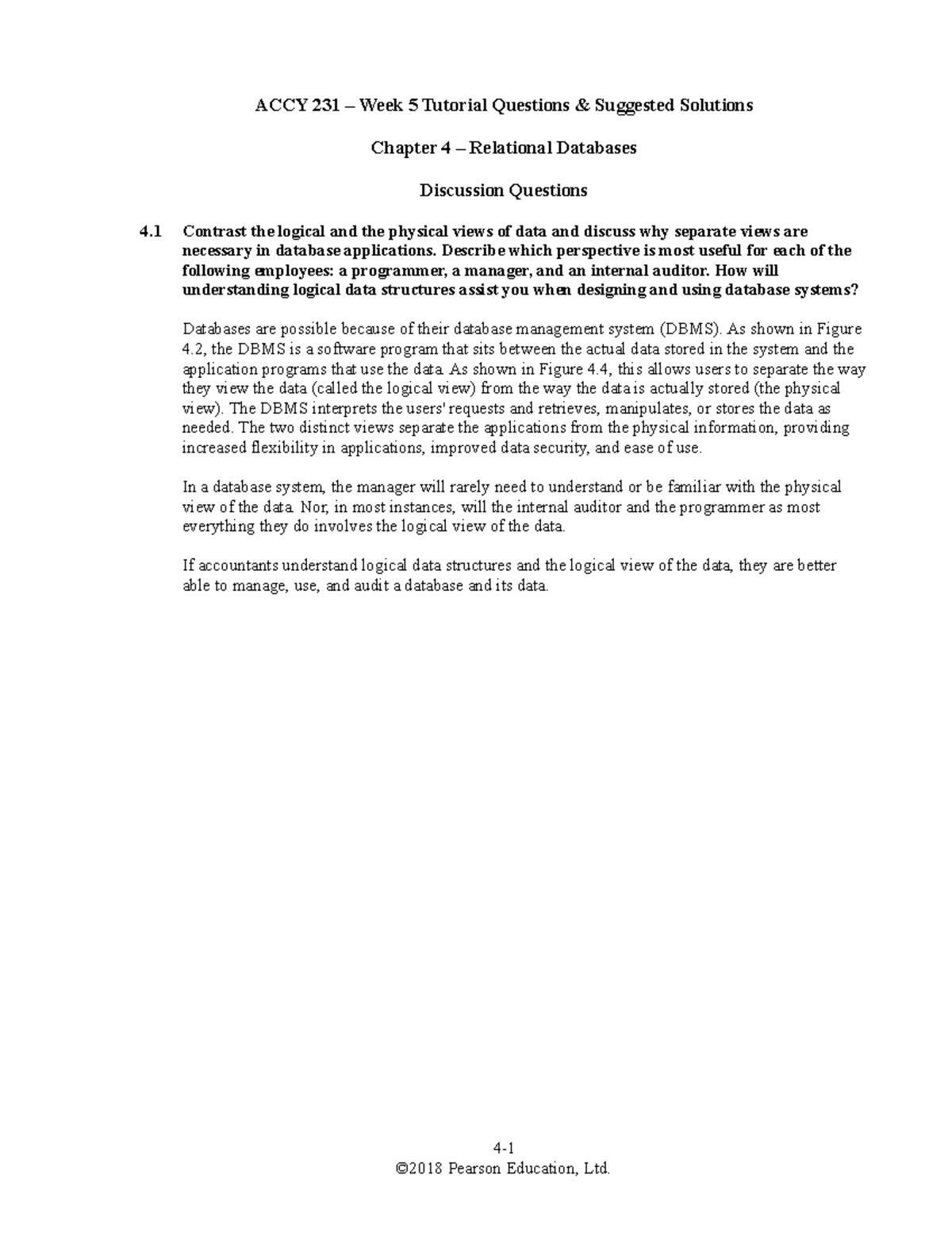 ACCY231 - Week 5 Questions and Solutions - ACCY 231 – Week 5 Tutorial ...