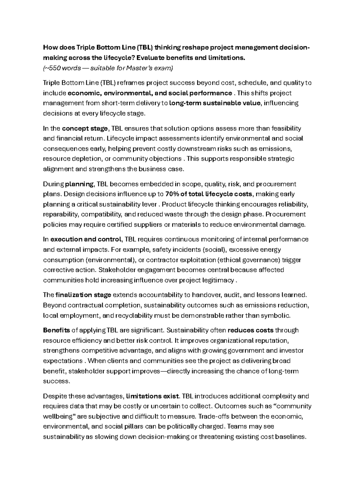Triple Bottom Line (TBL) in Project Management: Benefits & Limitations ...