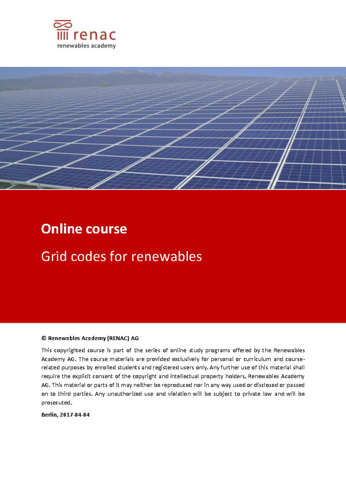 Grid Codes for Renewables: A Comprehensive Overview (RENAC) - Studocu