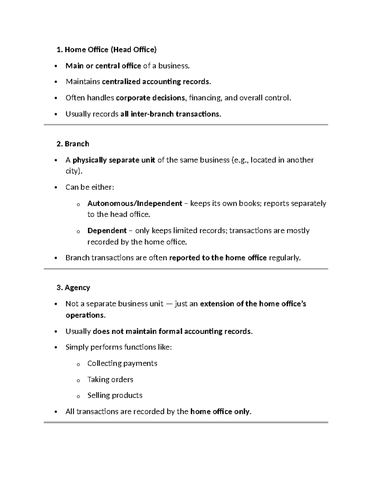Home Office, Branch, and Agency - 🏢 1. Home Office (Head Office) Main ...