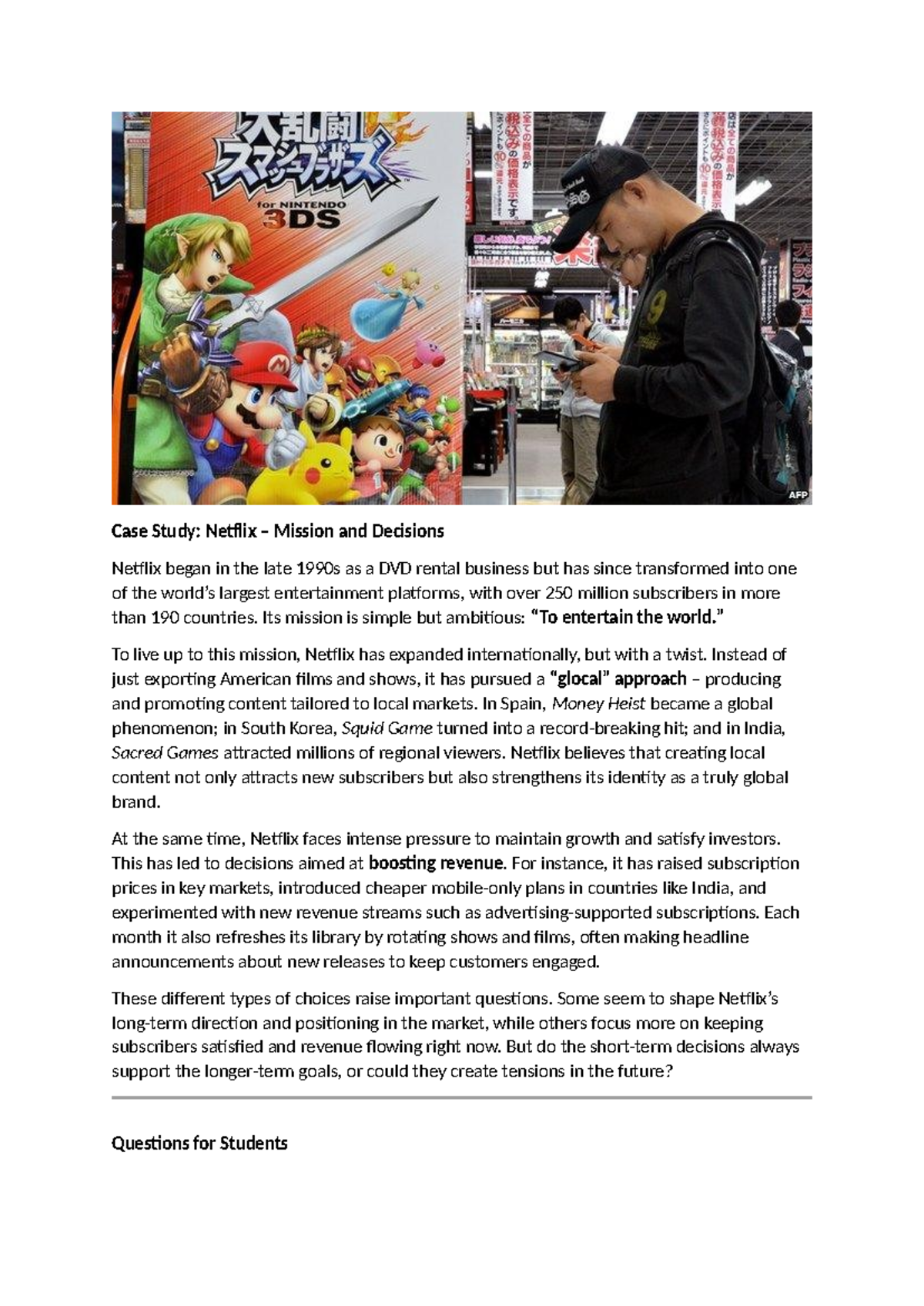 Case Study: Netflix's Mission & Strategic Decisions (3.7) - Studocu