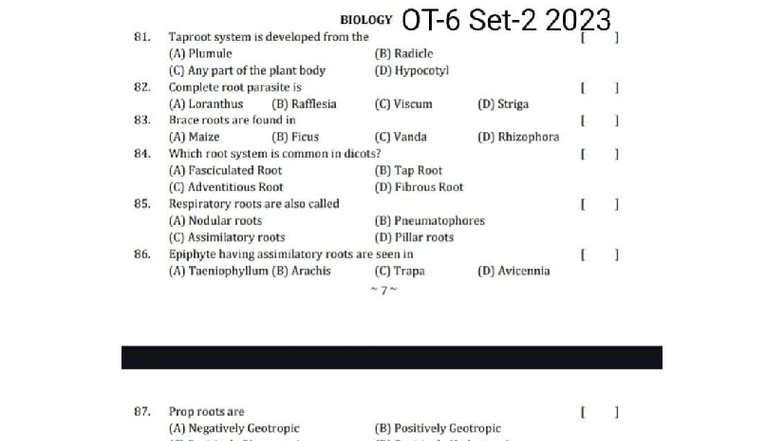 Biology 202 B81: Root Systems and Their Characteristics Quiz - Studocu