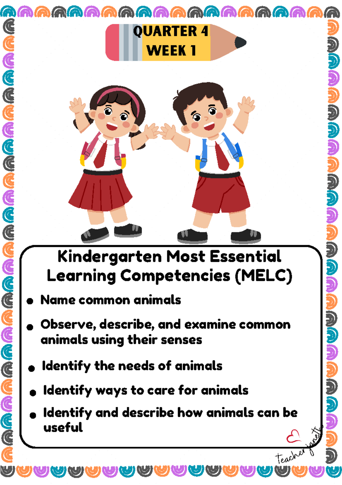 Q4 Week 1 Kindergarten Worksheets - c h e r j a n e t h quarter 4 week ...