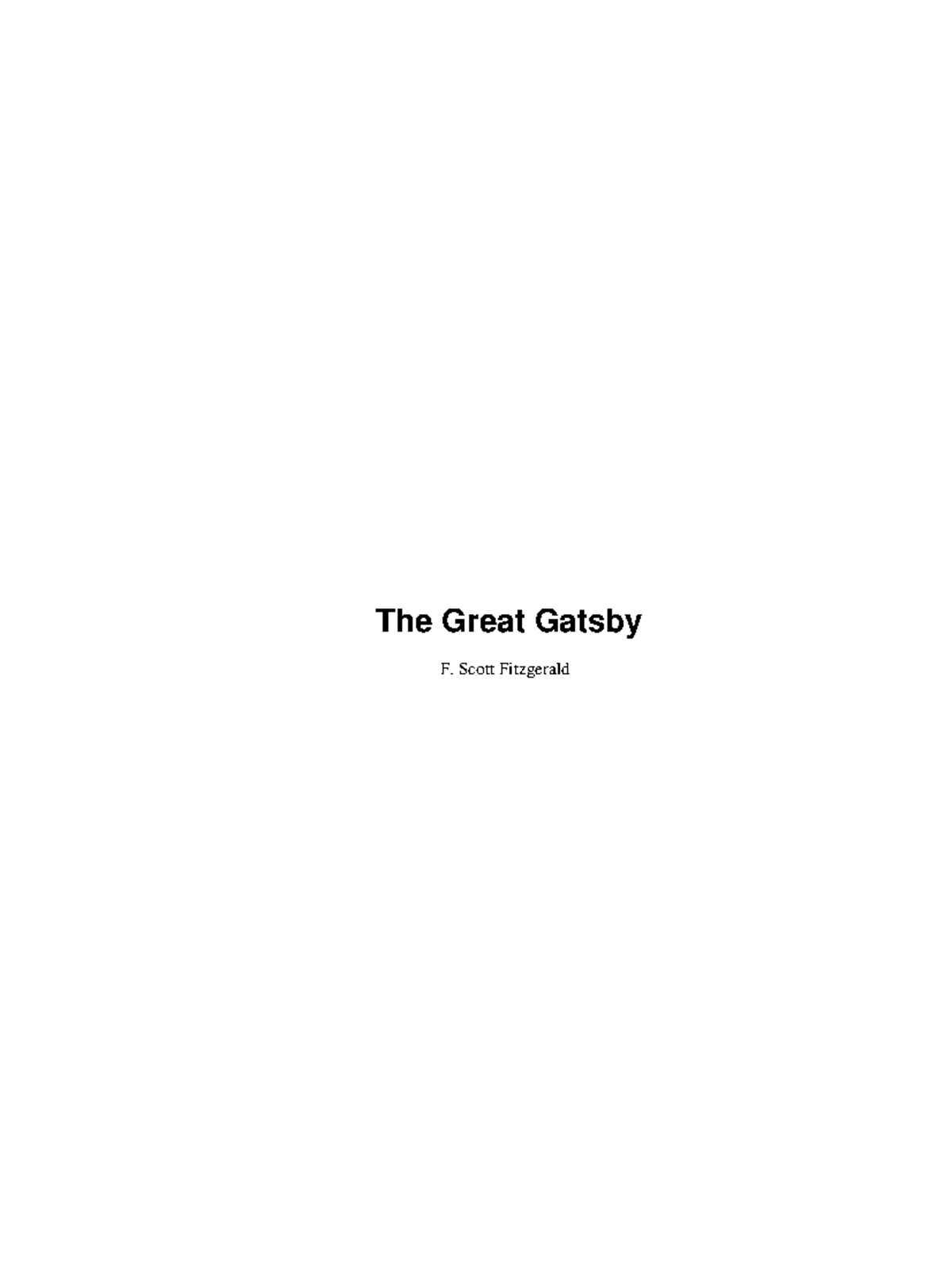 The Great Gatsby (ENG 101) Complete Text and Table of Contents - Studocu