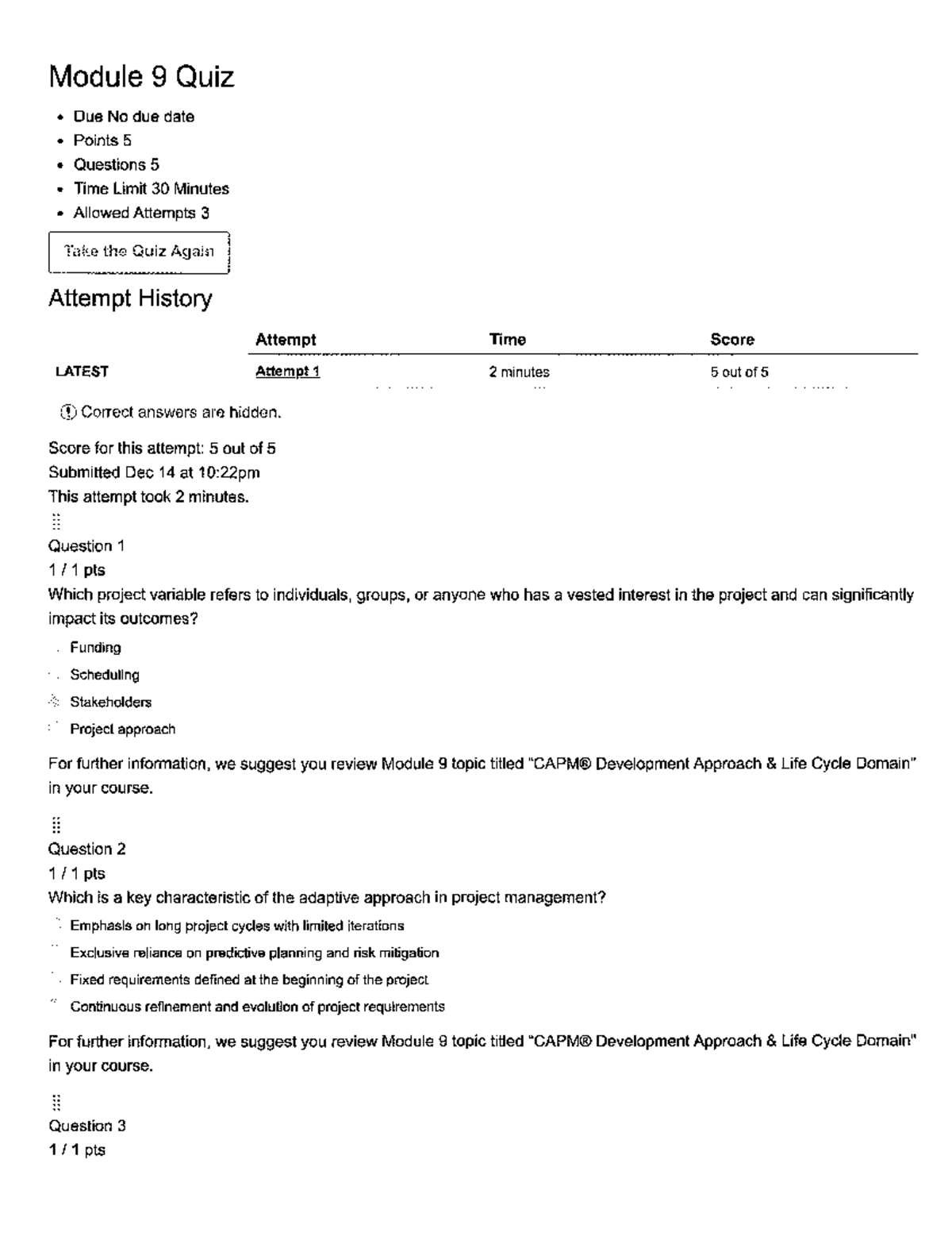 Module 9 Quiz (5 Questions, 30 Min, 5 Points) - Studocu