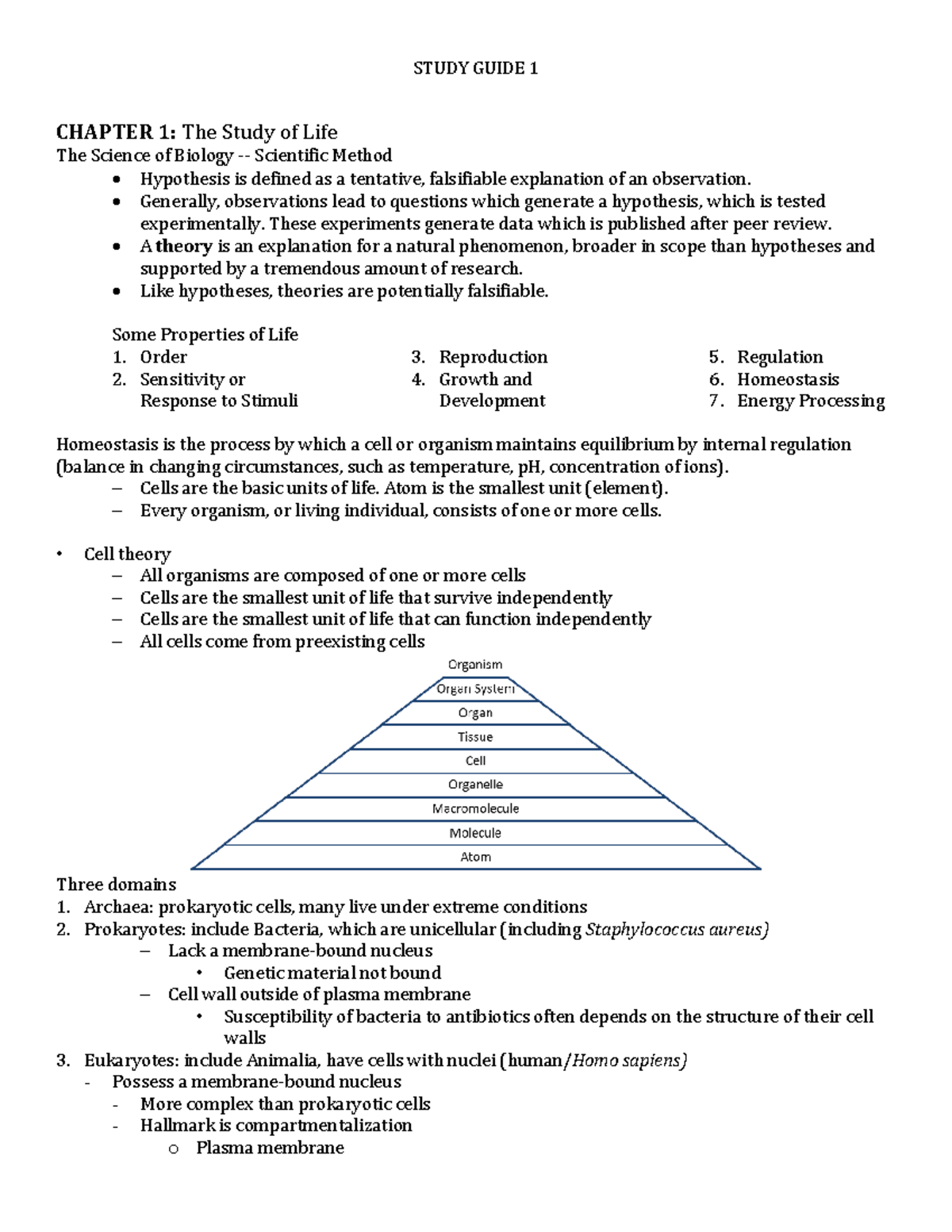 Biology Study Guide: Life's Foundations & Cell Structure (Bio 101 ...