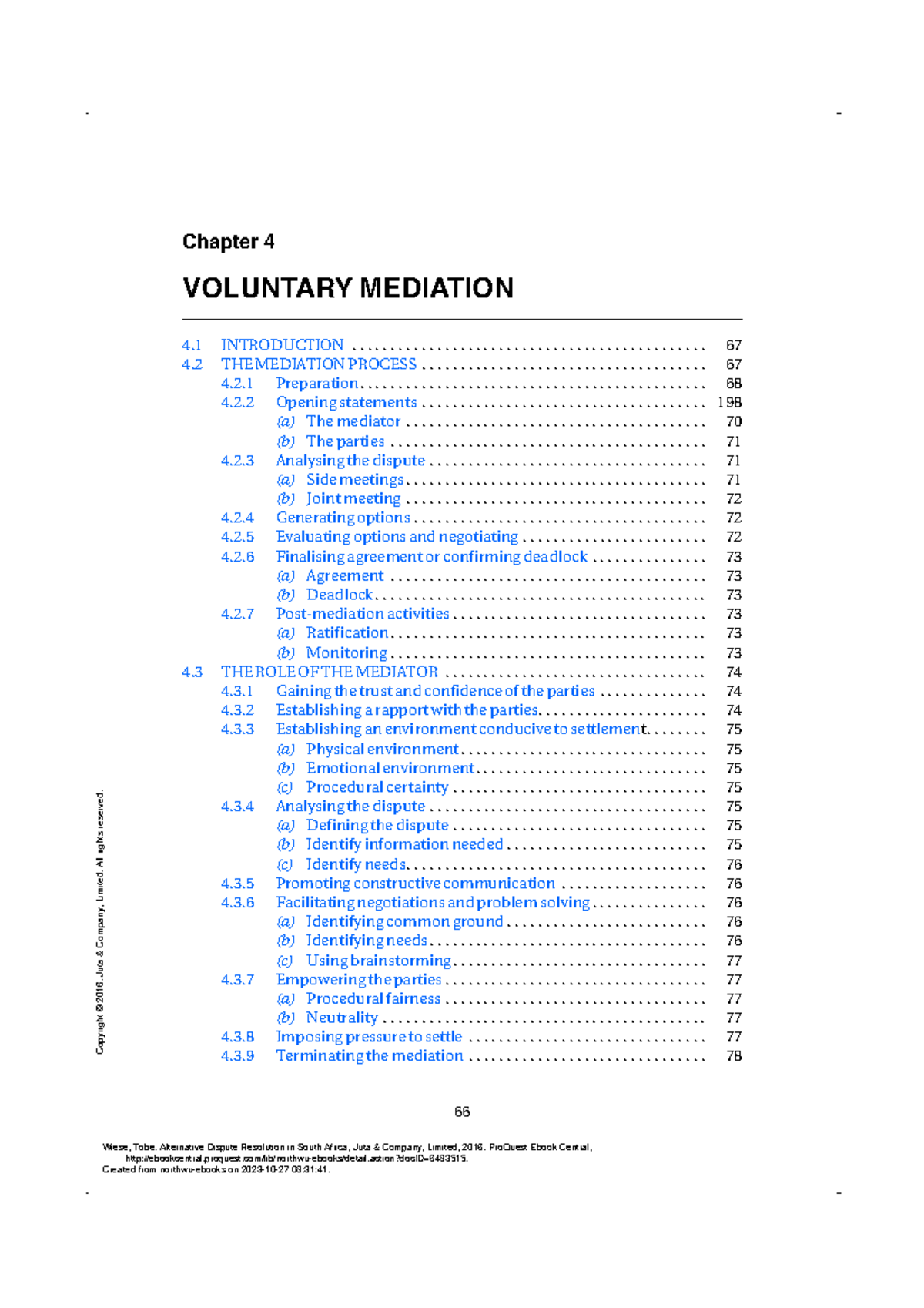 Alternative Dispute Resolution in South Africa - (Chapter 4 Voluntary ...