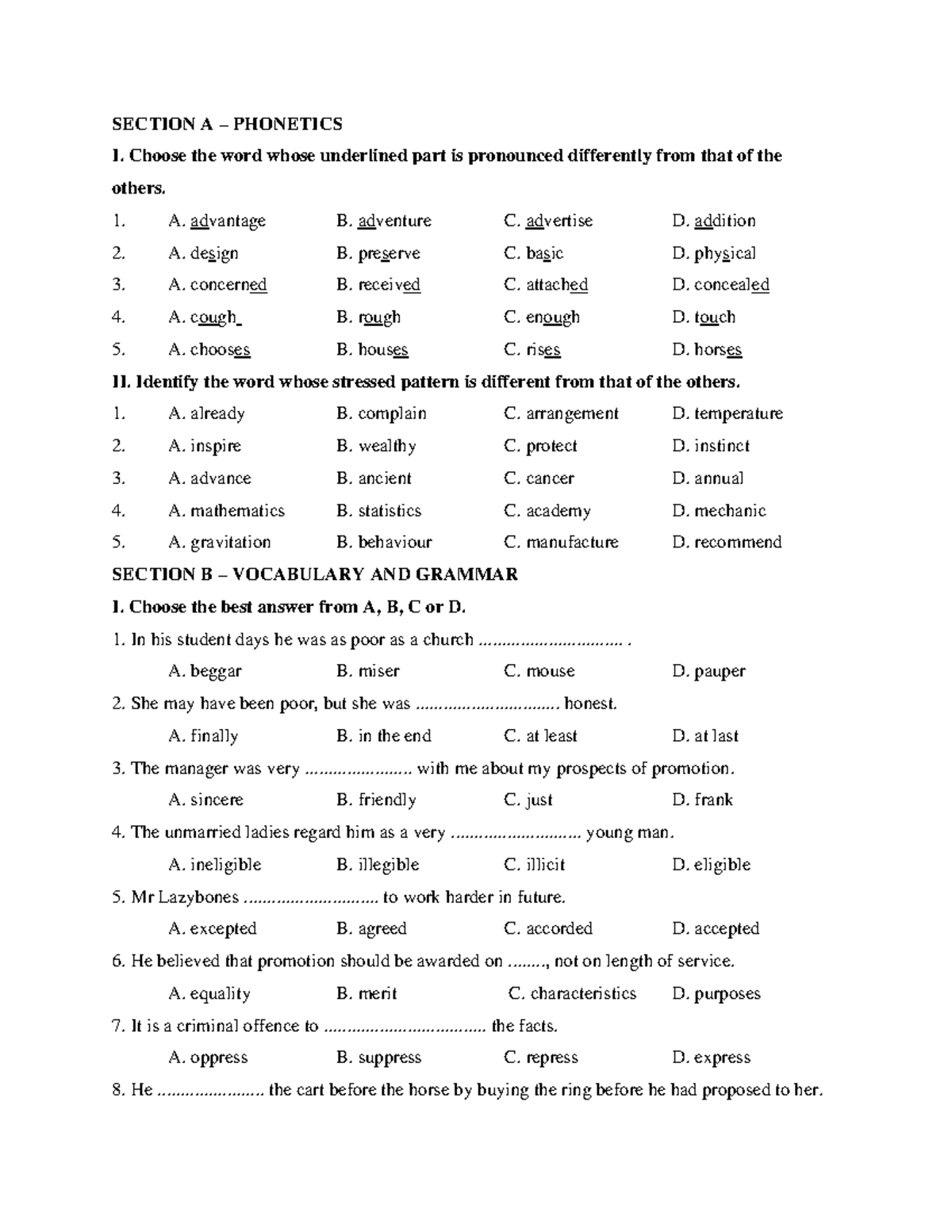 PHO 101: Phonetics & Vocabulary Practice Quiz - Studocu