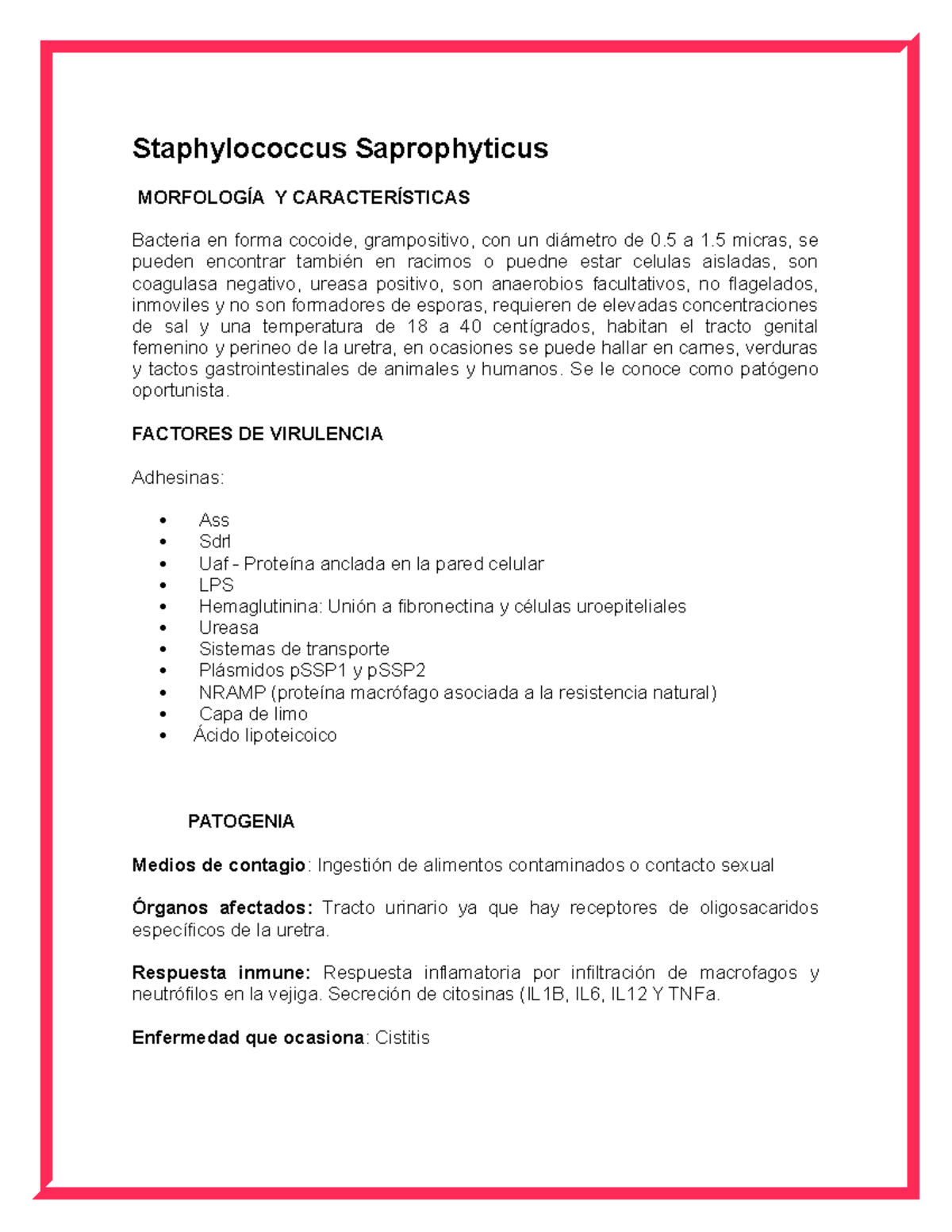 Estudio sobre Staphylococcus Saprophyticus: Morfología y Patogenia ...