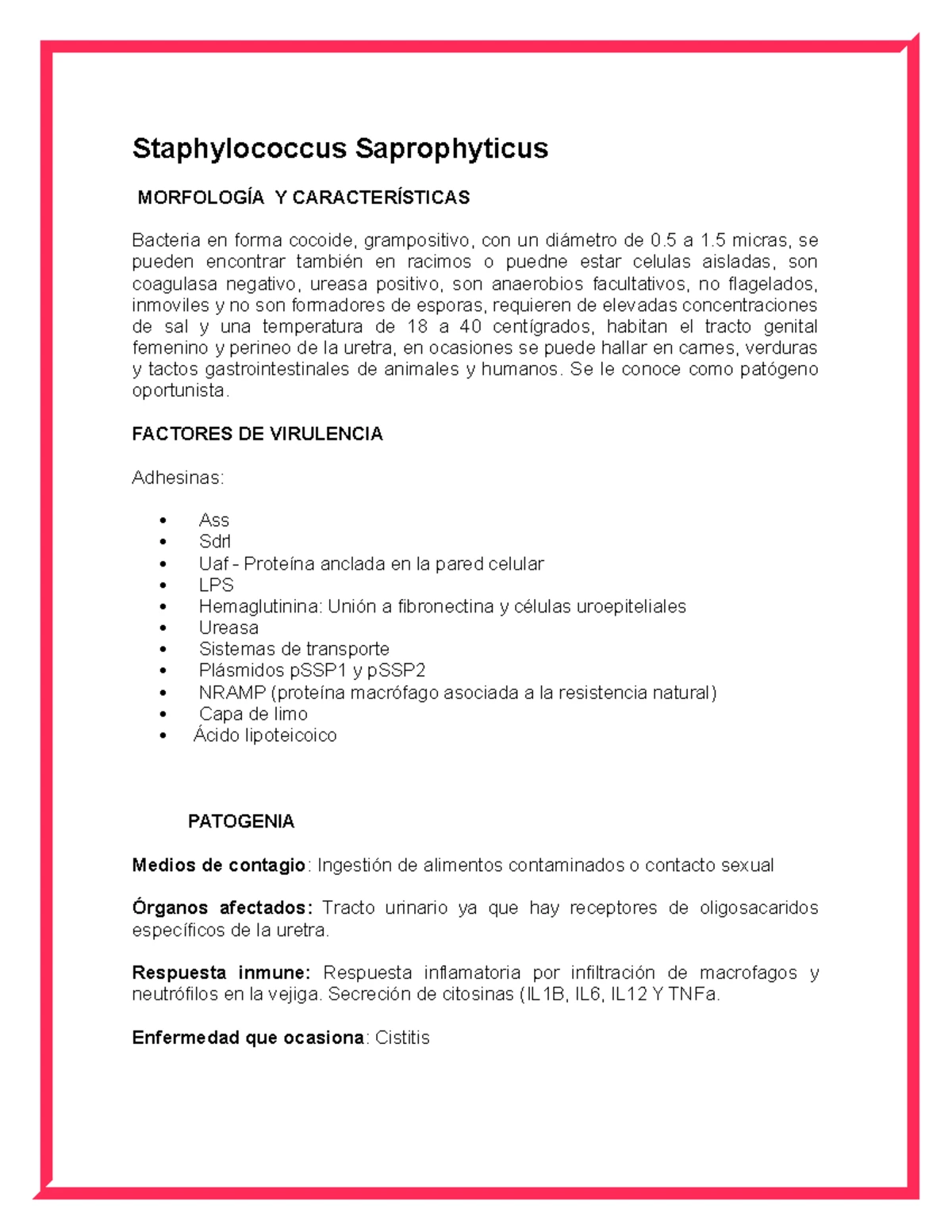 Staphylococcus Saprophyticus - Staphylococcus Saprophyticus MORFOLOGÍA ...