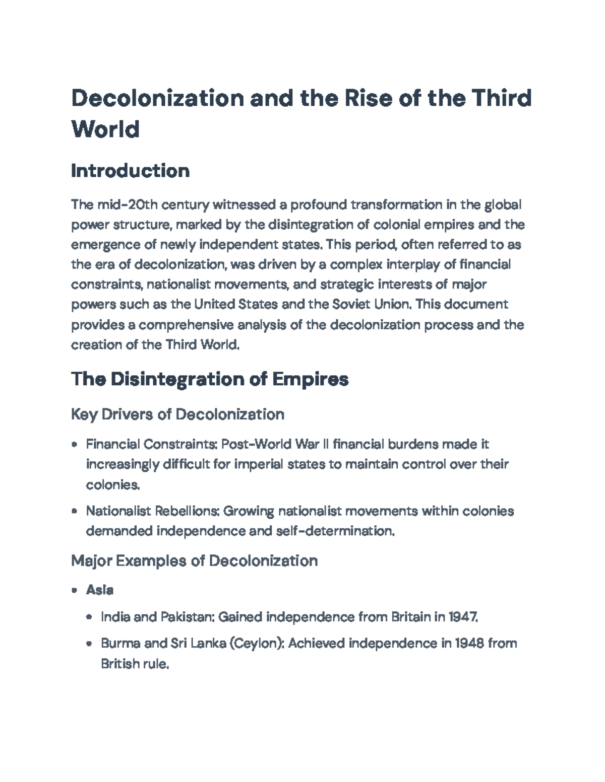 Decolonization and the Rise of the Third World: A Comprehensive ...
