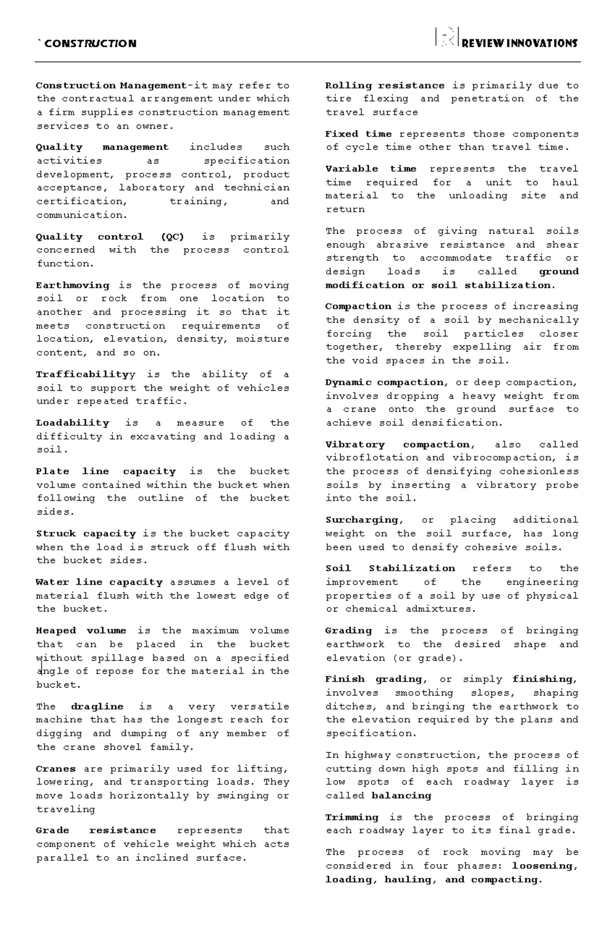 Construction Concepts and Terms Compilation (CIV 101) - Studocu