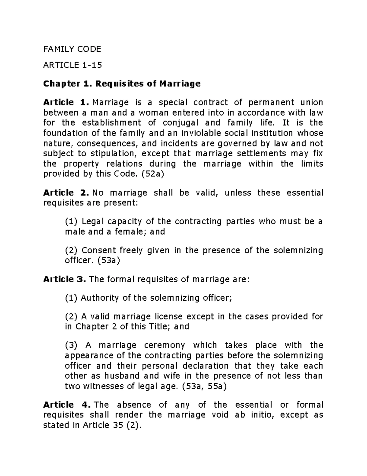Chapter 3: Void & Voidable Marriages (Articles 35-44) - Family Code of ...