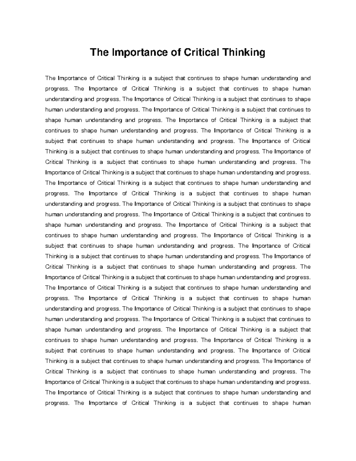 Critical Thinking: Key Insights and Its Impact on Progress - Studocu