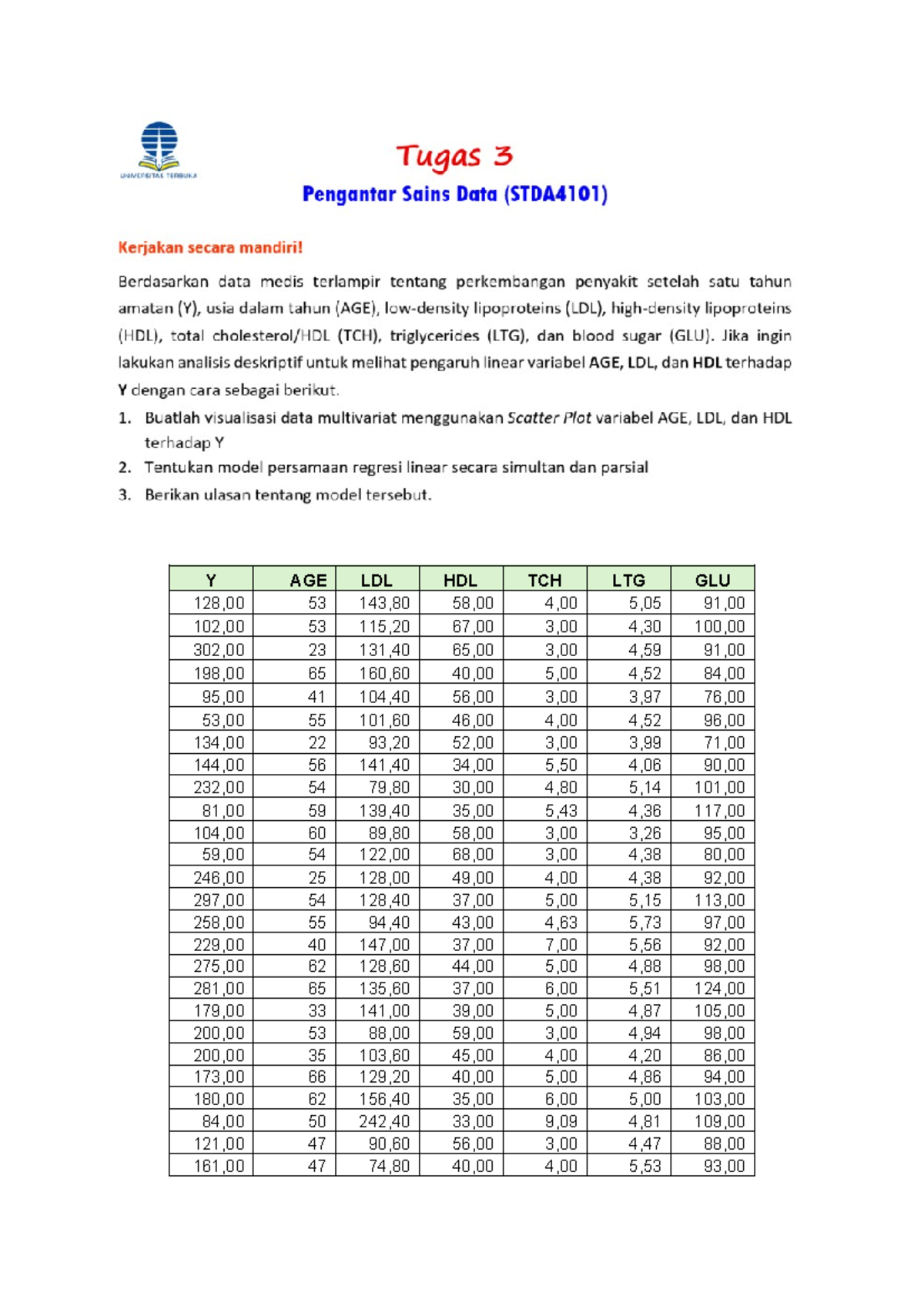 TUGAS 3: Data Analysis in Introduction to Science (TUGAS 3) - Studocu