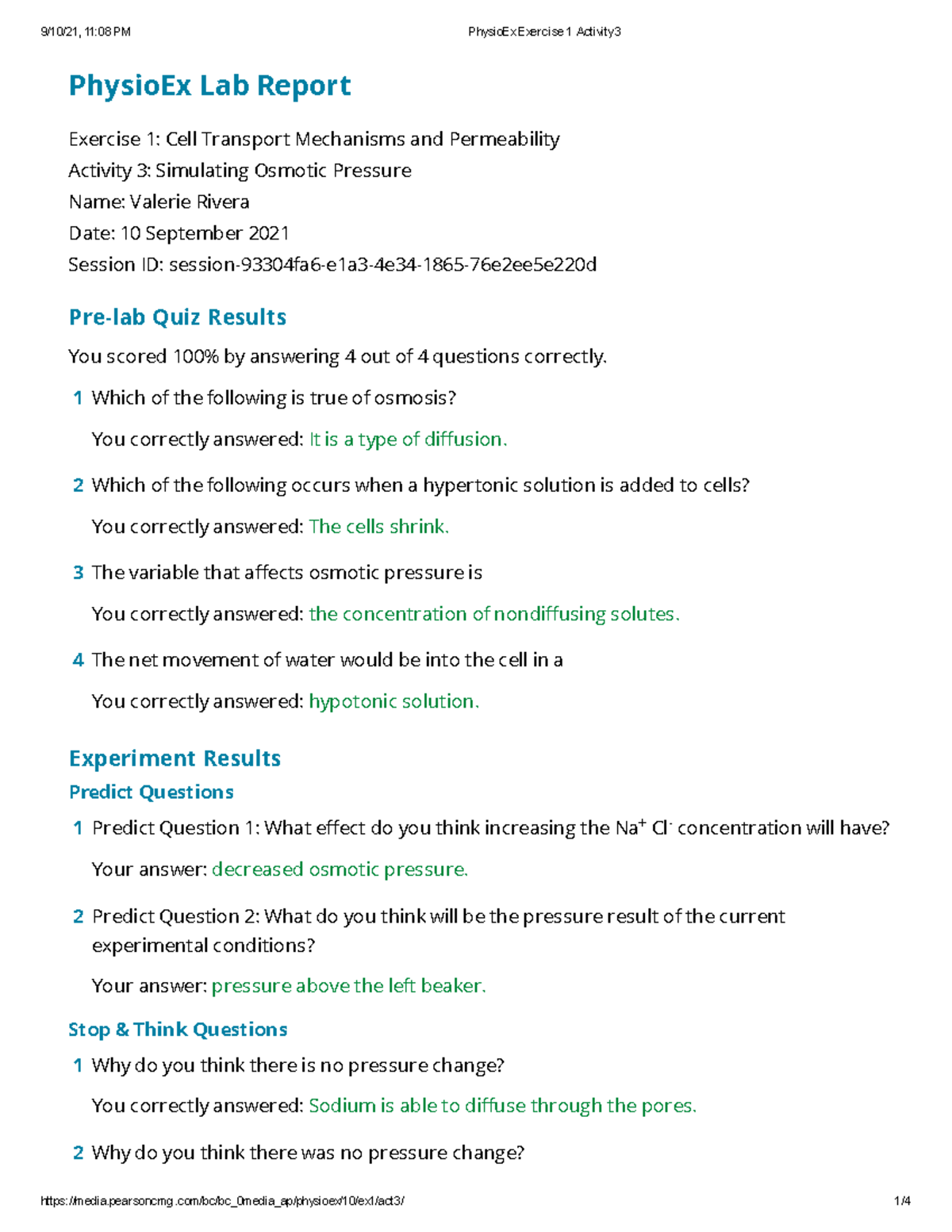 Physio Ex Exercise 1 Activity 3 - PhysioEx Lab Report Exercise 1: Cell ...