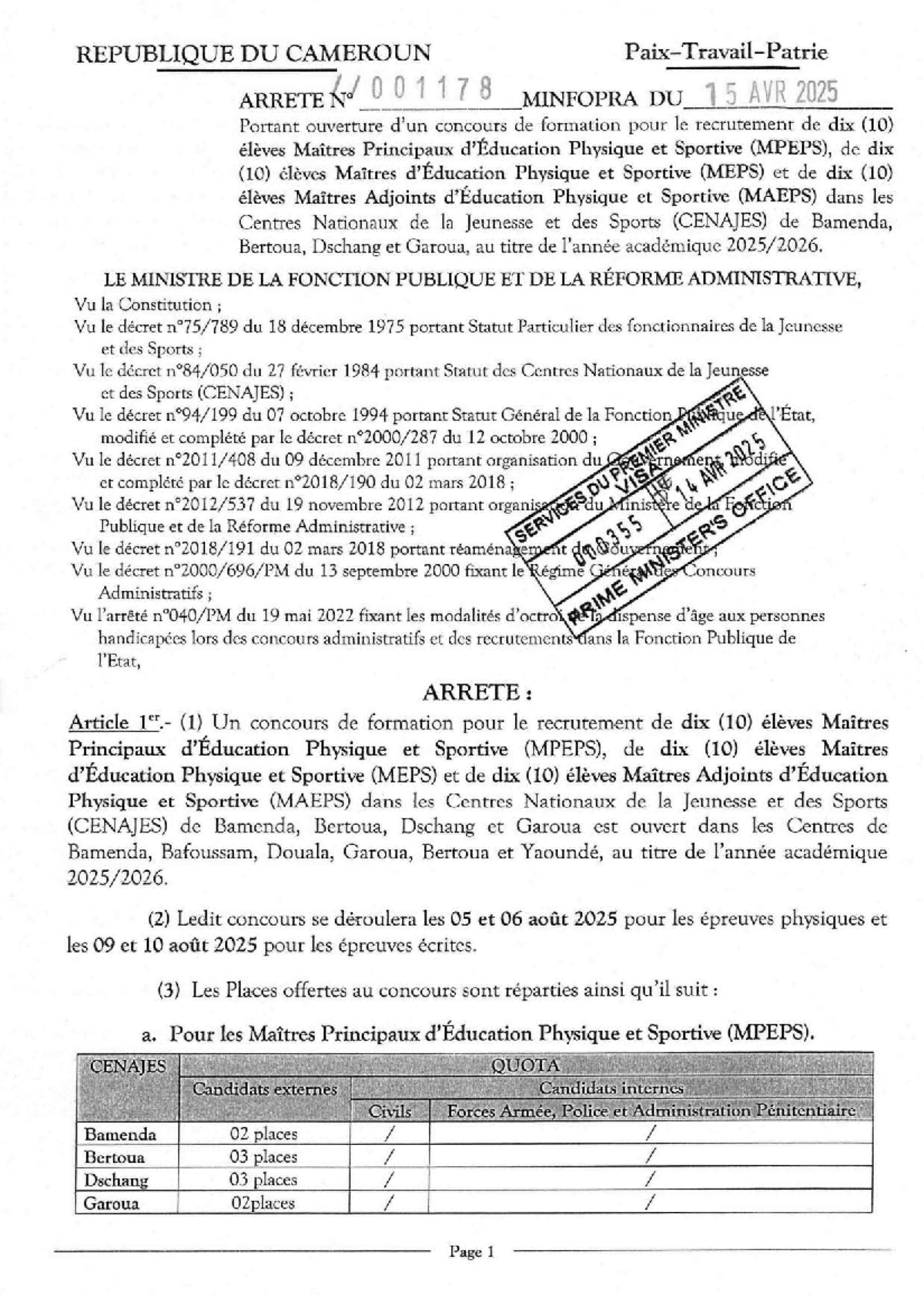 Ouverture du concours de formation pour MPEPS, MEPS et MAEPS 2025 - Studocu
