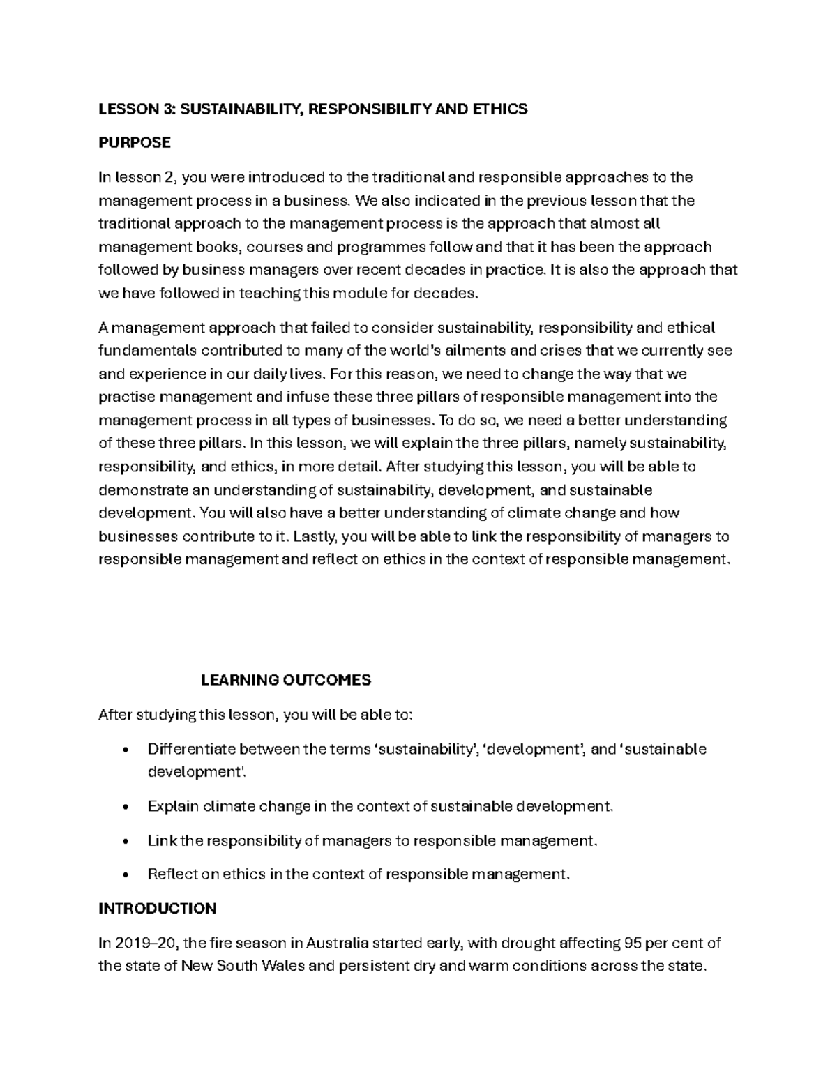 LESSON 3: SUSTAINABILITY, RESPONSIBILITY & ETHICS IN BUSINESS - Studocu