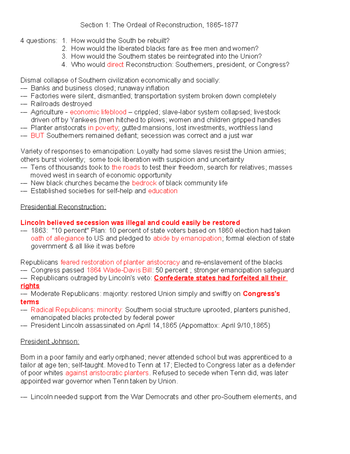Reconstruction Era Overview: The Struggles and Policies, US History ...