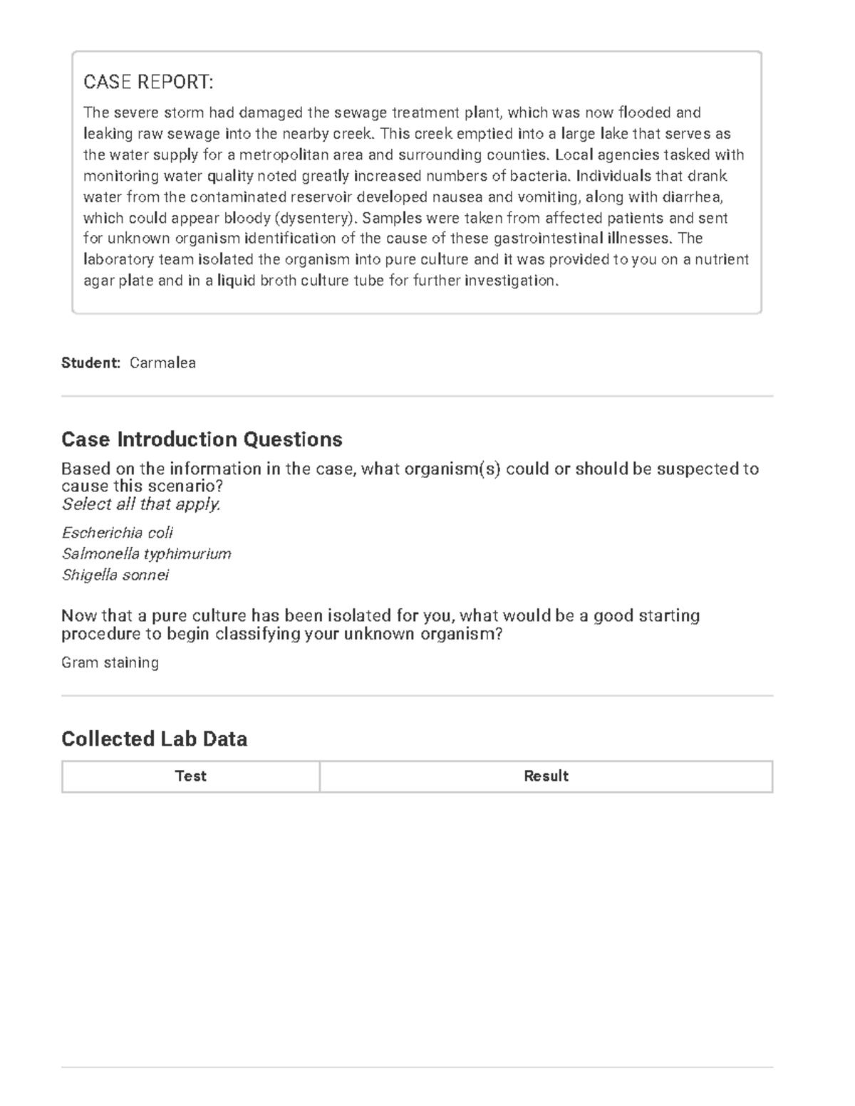 CASE STUDY 3: Investigation of Sewage Contamination and Pathogens - Studocu