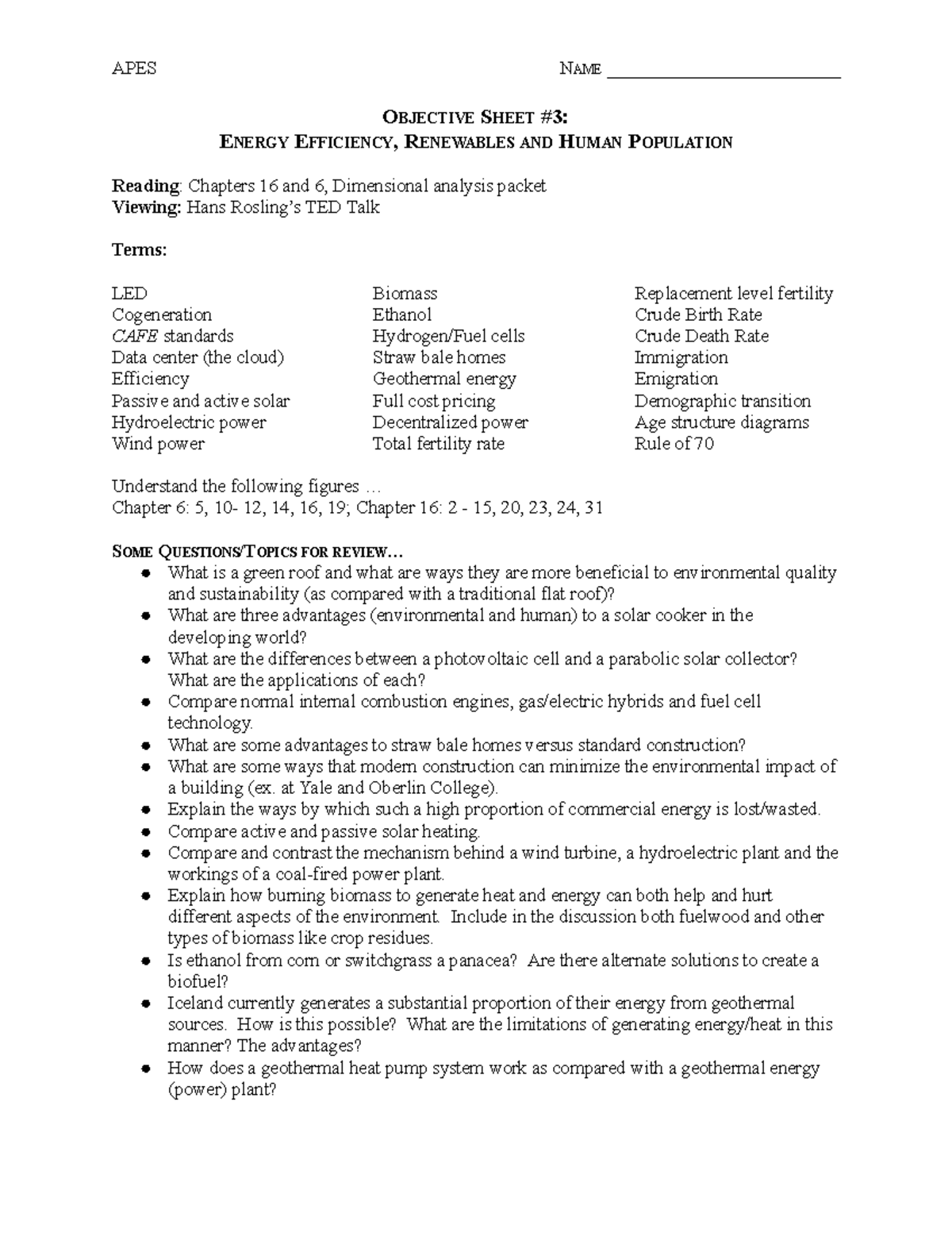 Review Sheet Ch 16, 6 - APES NAME _________________________ OBJECTIVE ...