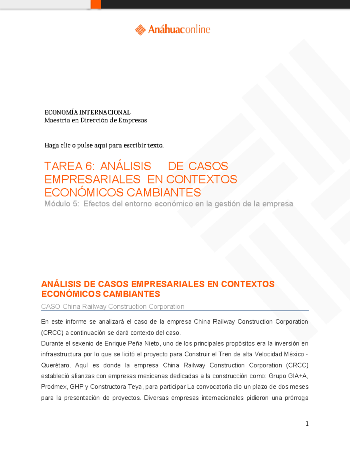EI Tarea 6 - Análisis de Casos Empresariales en Contextos Económicos - Studocu