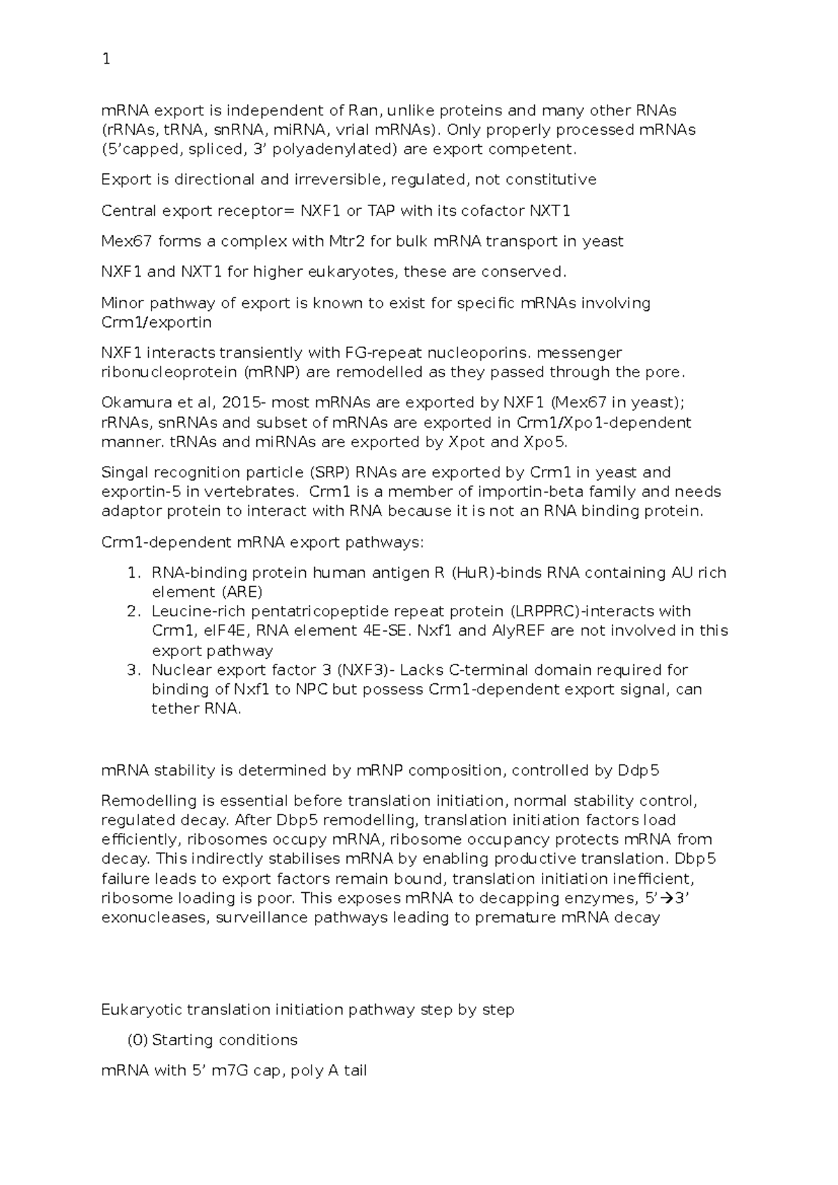 Gene Regulation and Diseases: mRNA Export and Translation Mechanisms ...