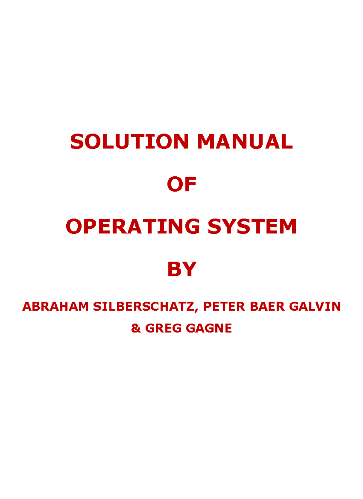 Operating Systems (OS) Solution Manual: Key Concepts & Exercises - Studocu