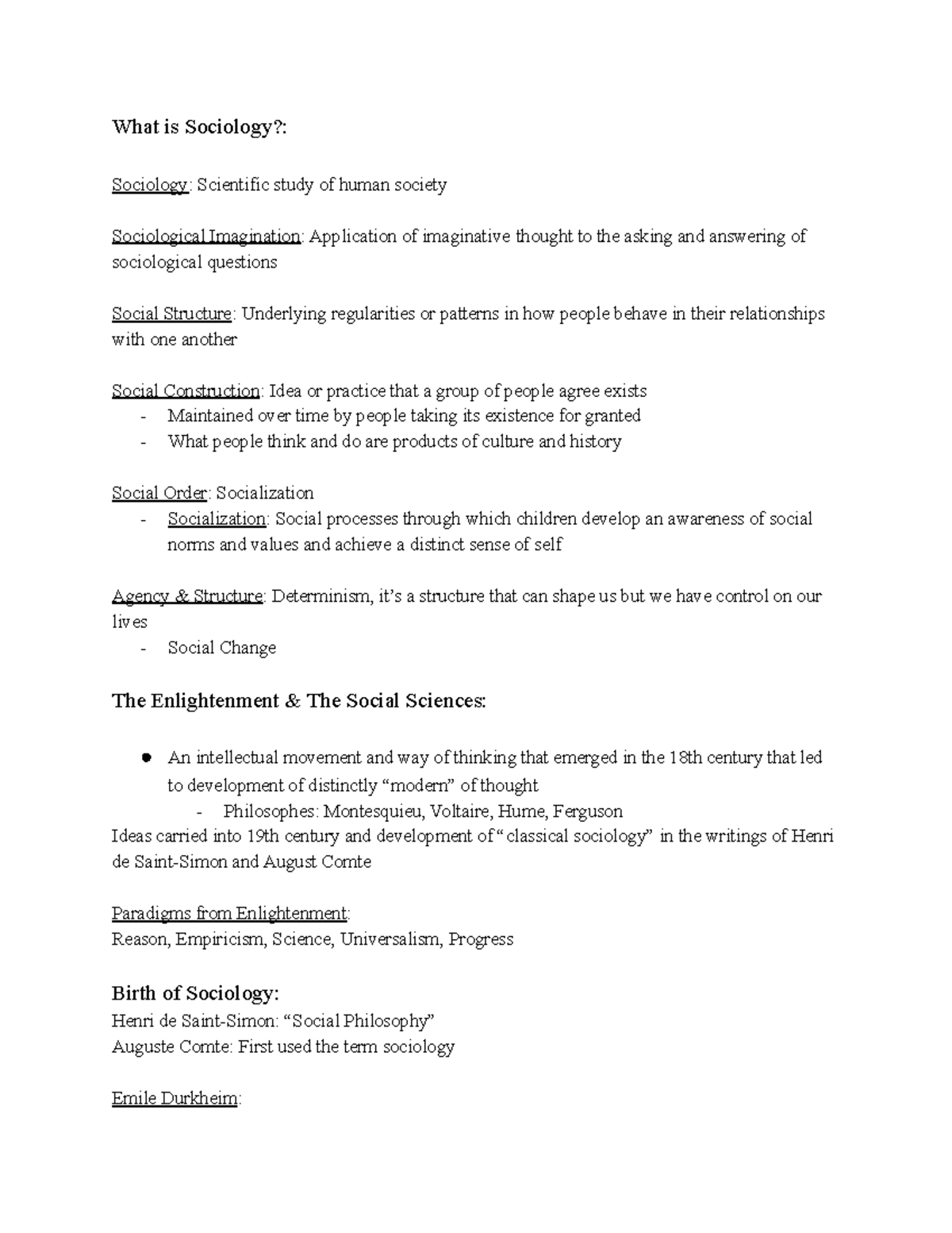 SOC200 Chapter 1: Intro to Sociology and Its Key Concepts - Studocu