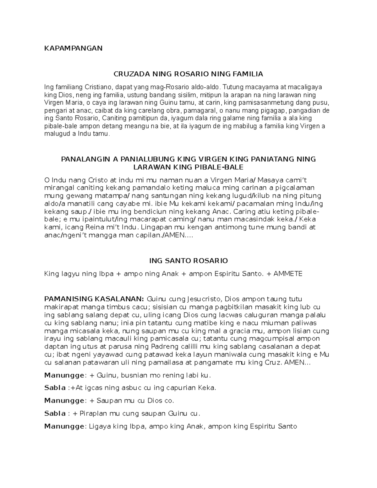 CRS 101: Family Rosary Prayer Practices and Reflections - Studocu