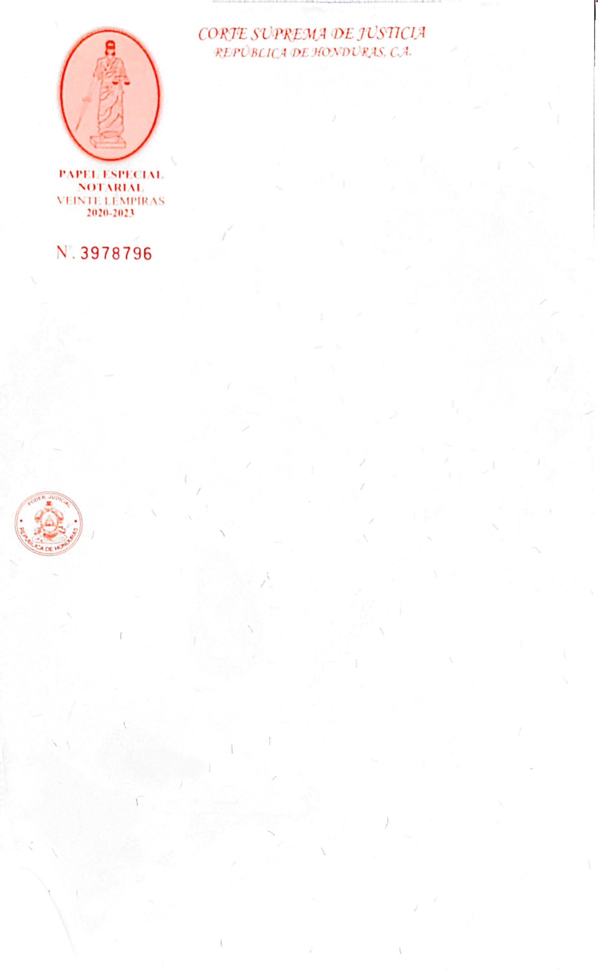 Papel Especial Notarial Veinte Lempiras para Testimonio Judicial - Studocu