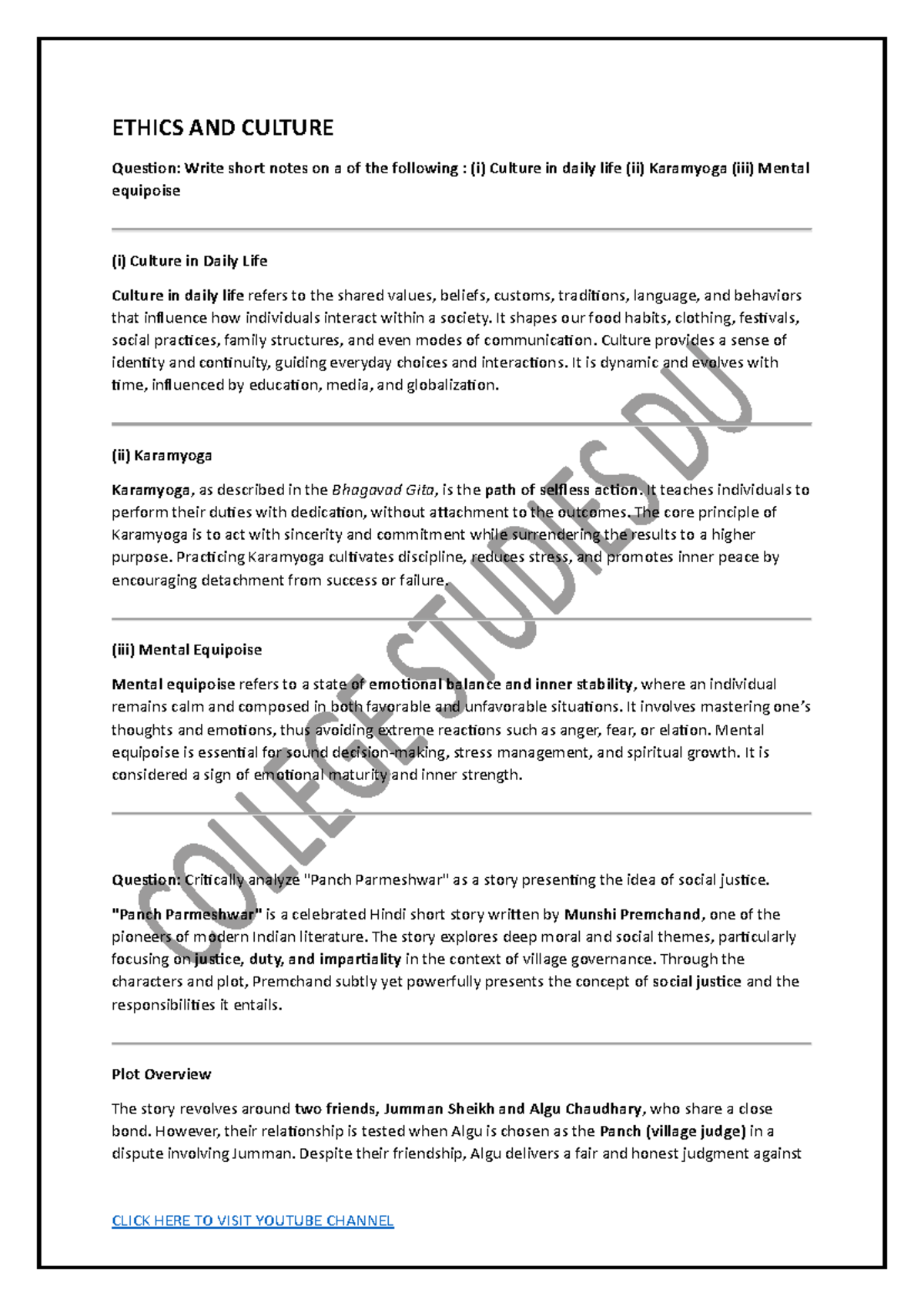 ETHICS AND CULTURE: Key Concepts and Reflections - Studocu