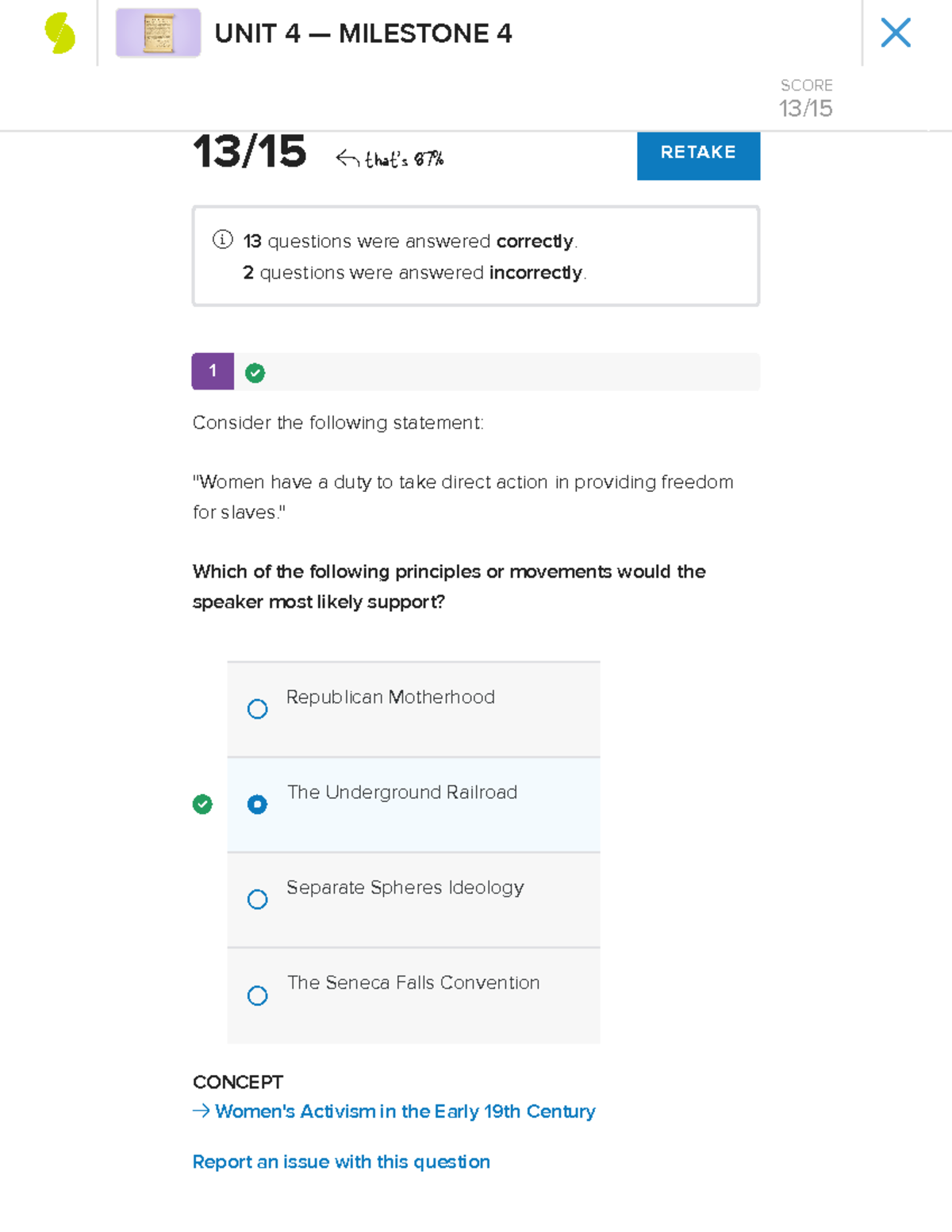US History I (Milestone 4) Assessment Results and Analysis - Studocu