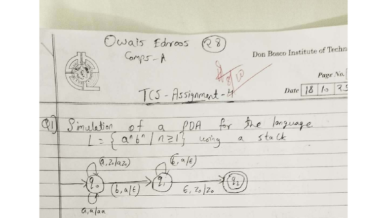 TCS 4 Assignment: PDA Simulation & DFA Design for Traffic Control - Studocu