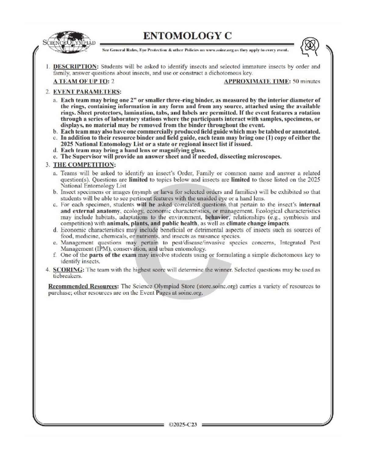 Entomology C Science Olympiad Exam Notes and Guidelines - Studocu
