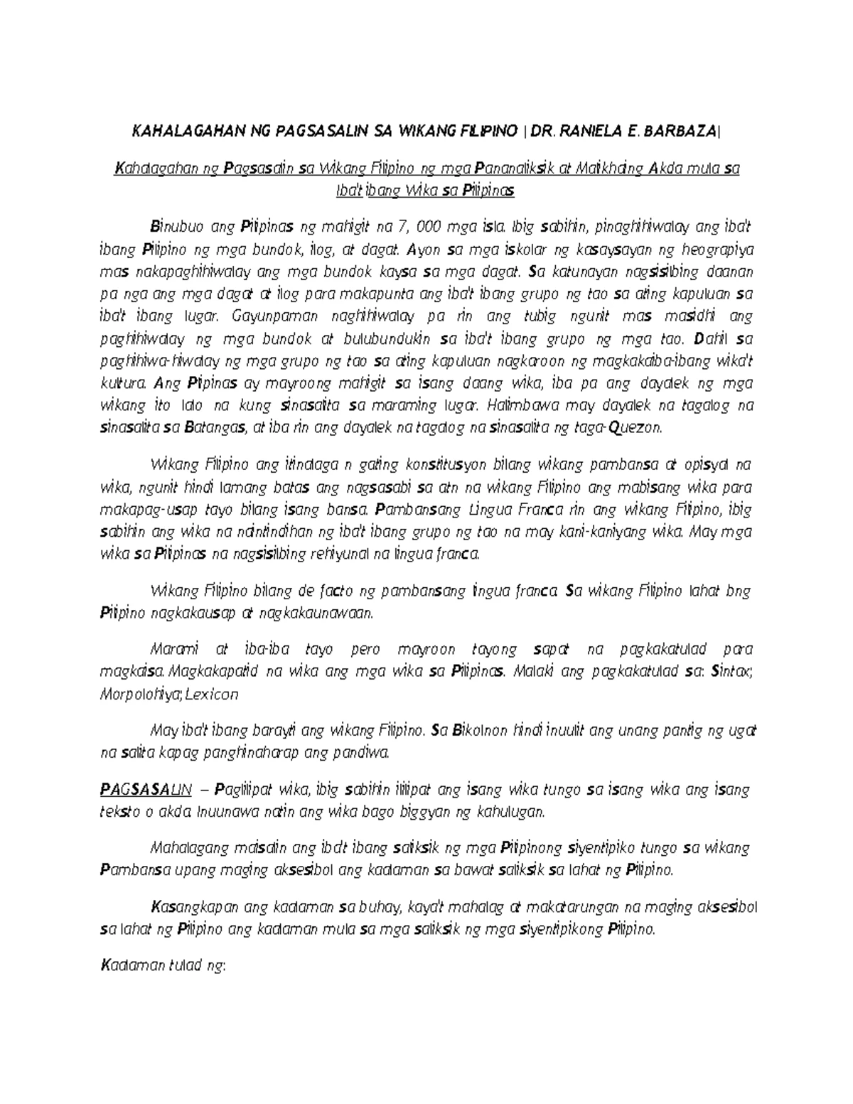 Action Plan Buwan ng Wika - Republic of the Philippines Department of ...