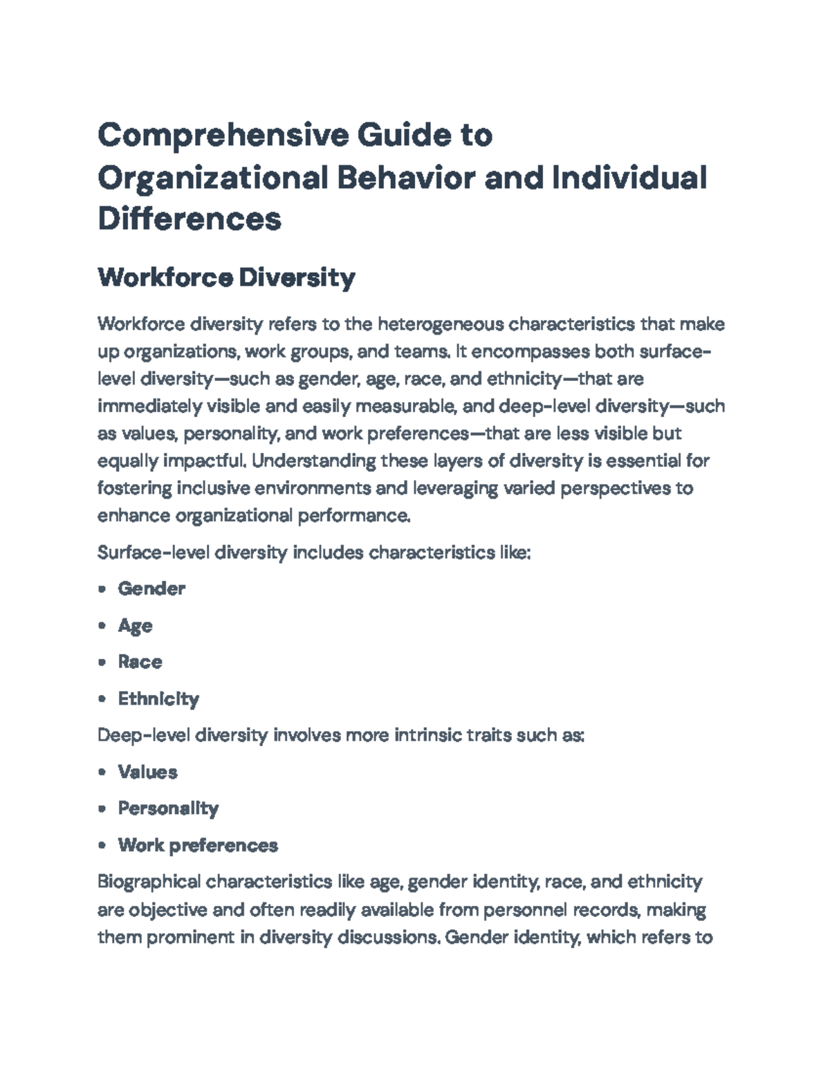 Comprehensive Guide to Workforce Diversity & Org Behavior (OB 101 ...