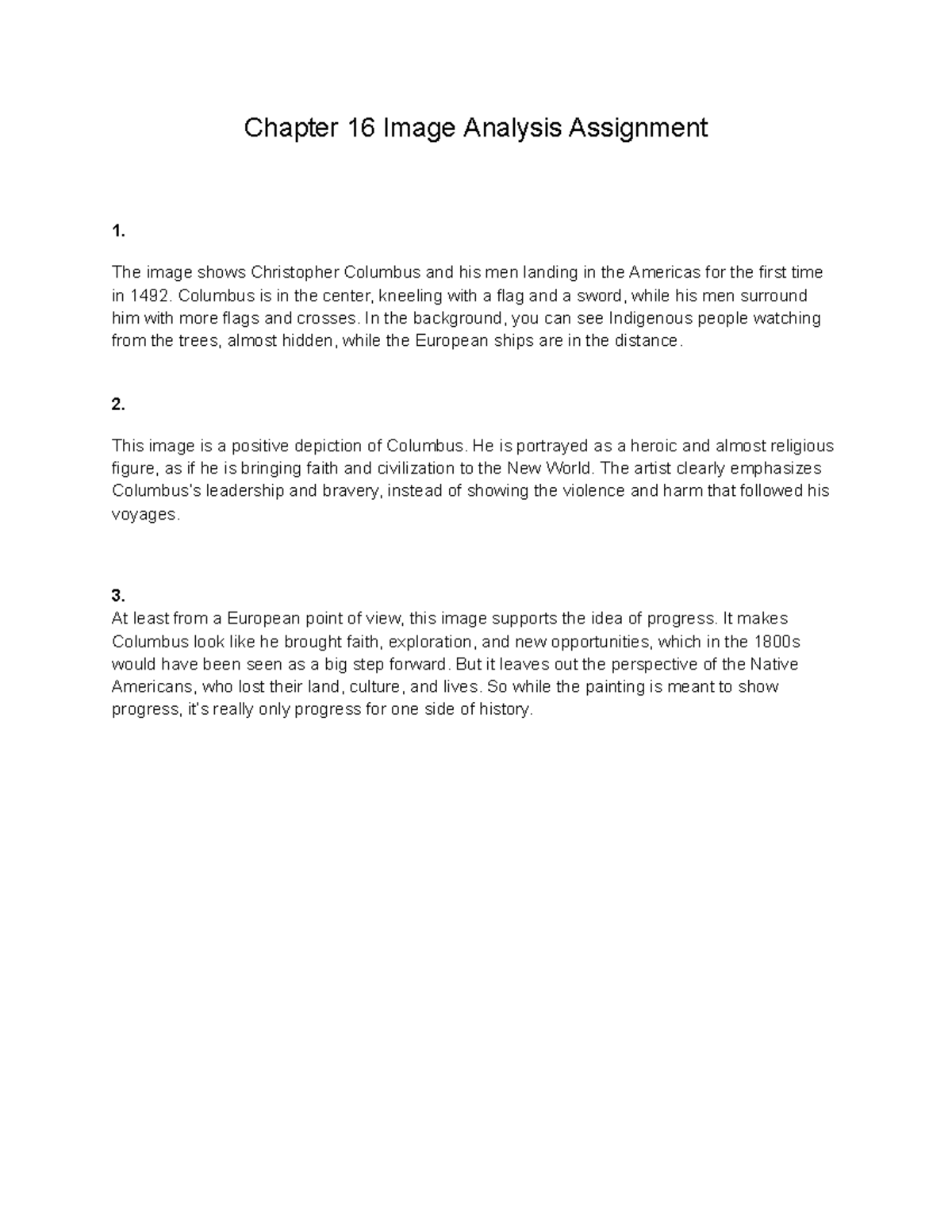 Chapter 16: Image Analysis of Columbus' Landing in 1492 - Studocu