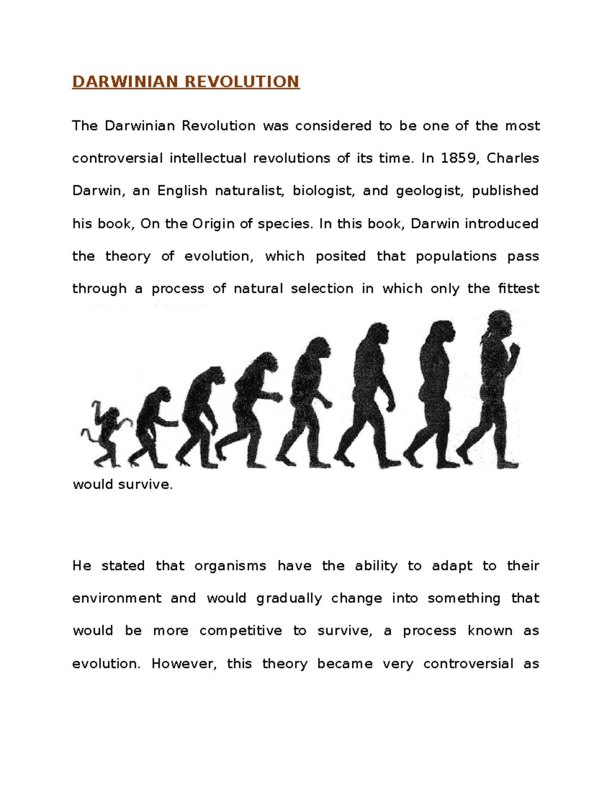Darwinian Revolution: Science, Tech, and Society Overview - Studocu