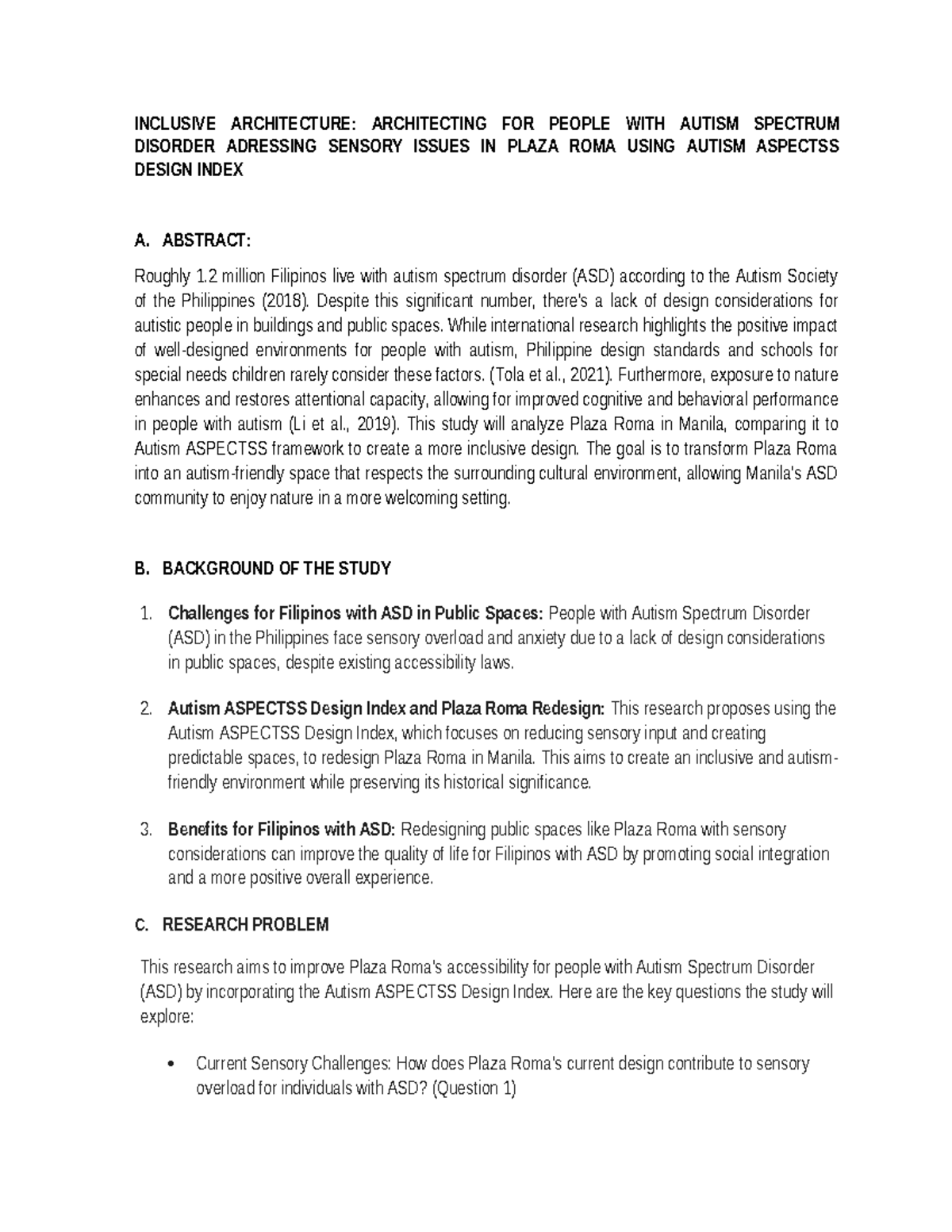 RMA 101: Inclusive Design Guide for Plaza Roma's Autism-Friendly Space ...