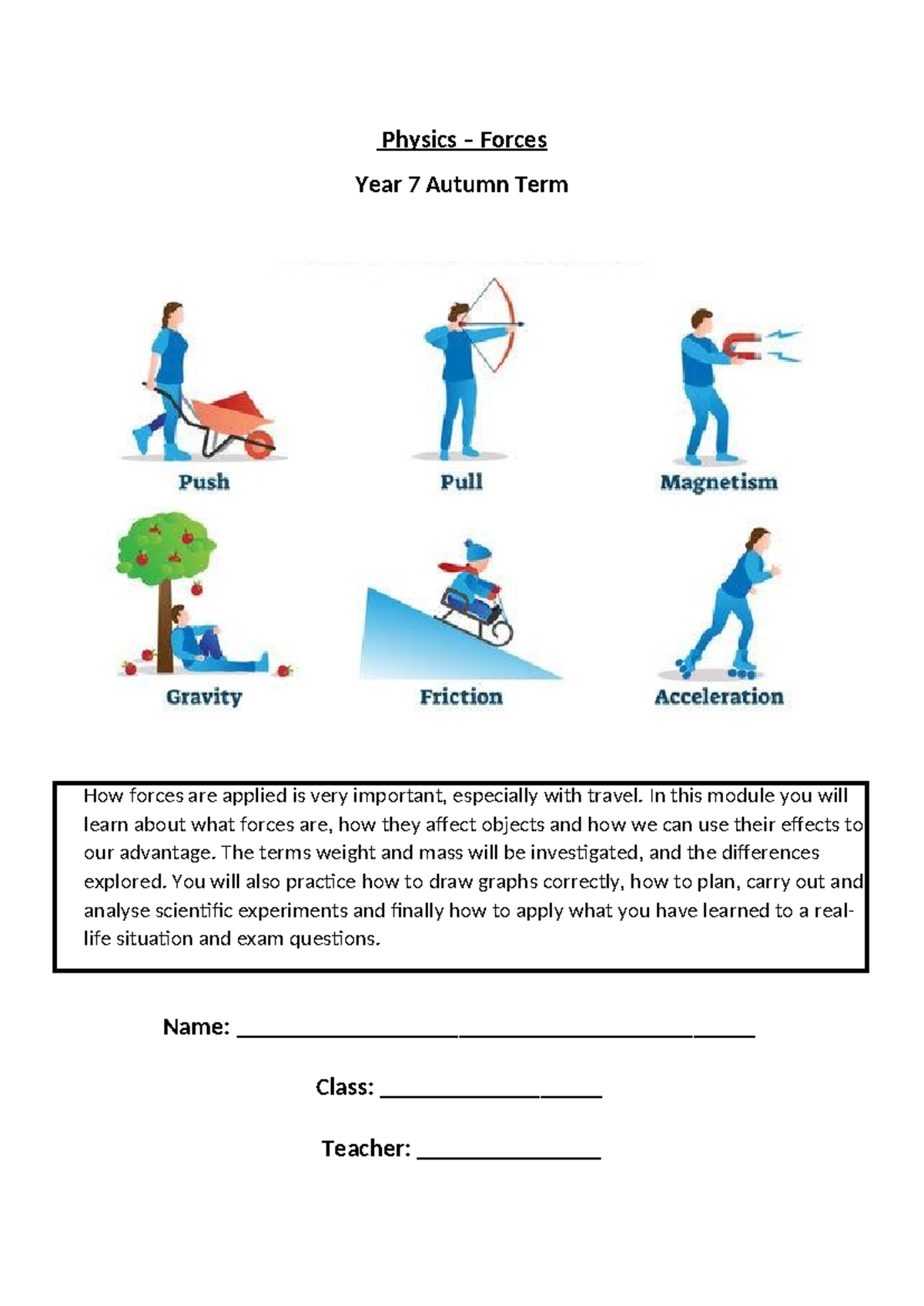 Forces in Physics - Year 7 Autumn Term Guide (PHYS 101) - Studocu