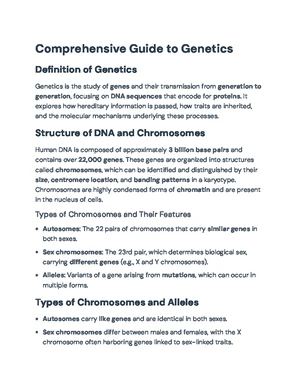 Genetics - Study Notes & Assignments - Studocu