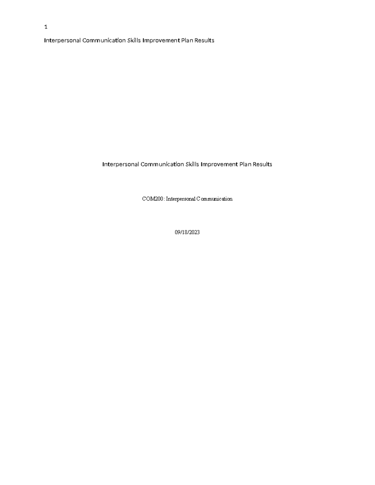 COM200 Week 5 Interpersonal Communication Skills Assessment Report ...