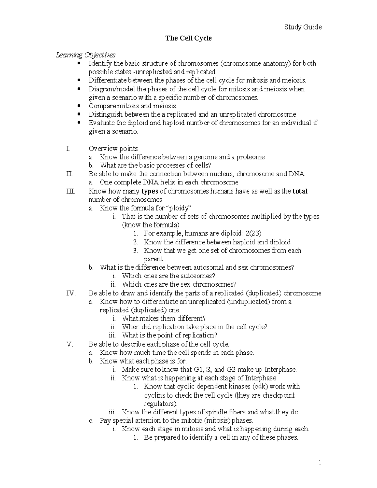 Cell Cycle Study Guide: Mitosis vs. Meiosis Overview (BIO 101) - Studocu